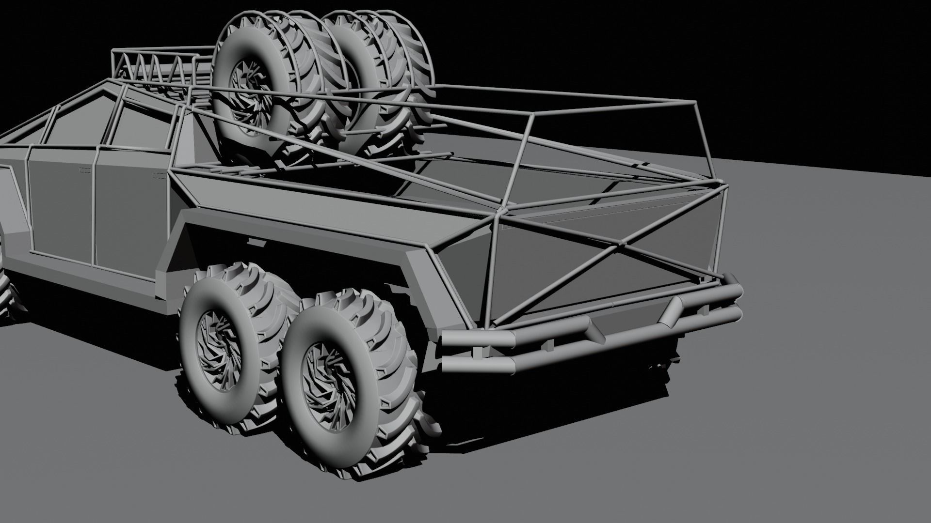 cybertruck 6x6 free 3D model animated rigged | CGTrader
