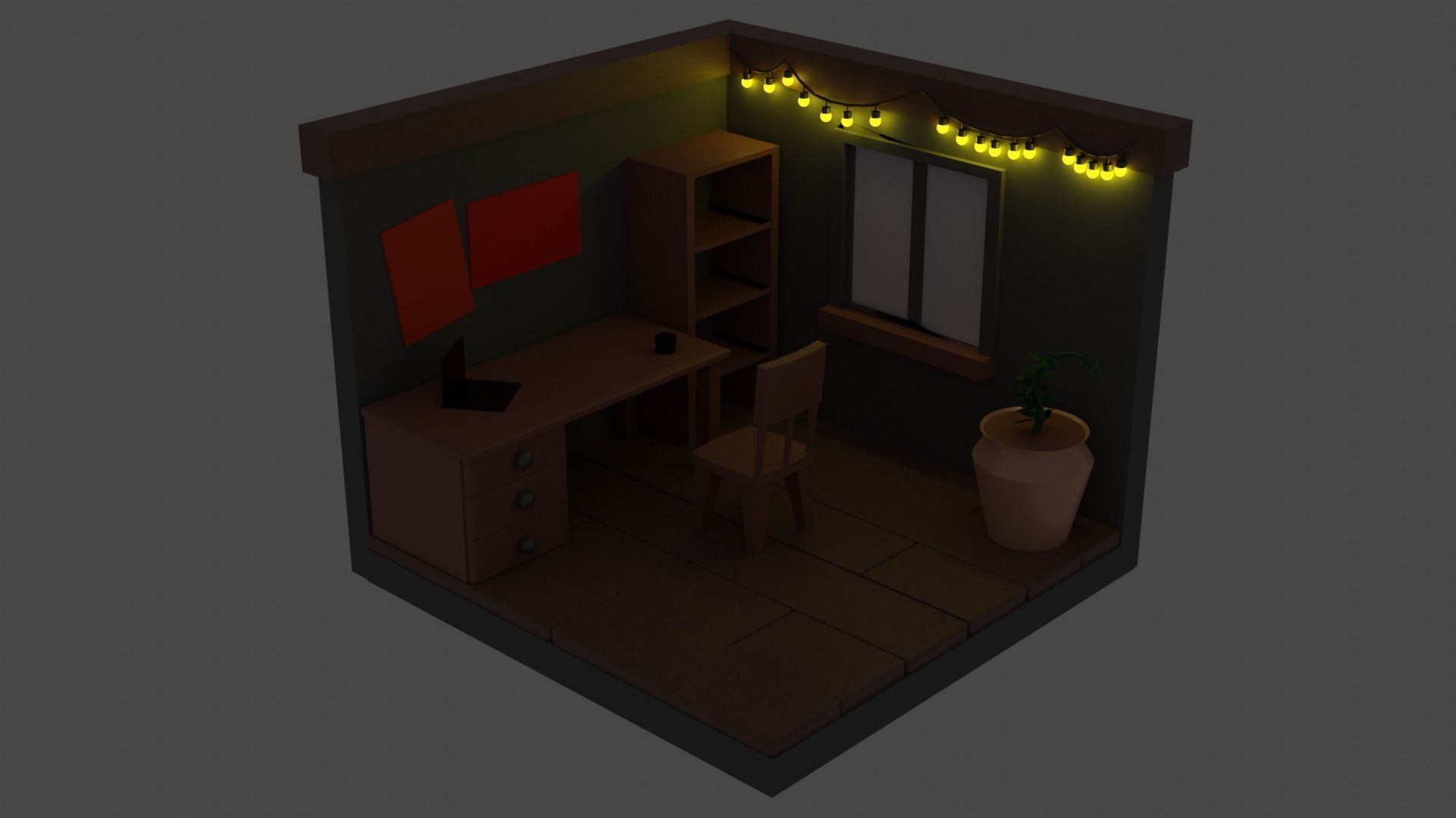 3D model simple low poly game ready lofi room VR / AR / low-poly | CGTrader