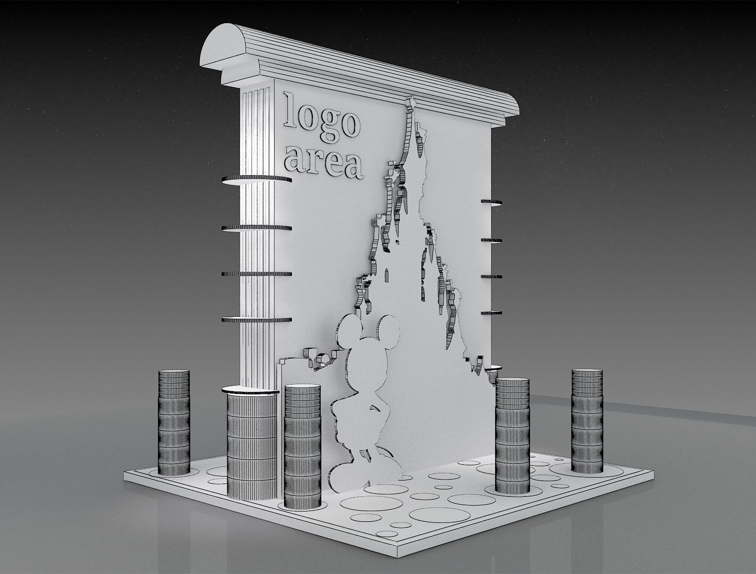 Exhibitions Kiosk Partition Booth advertising Stand Design 3D model ...