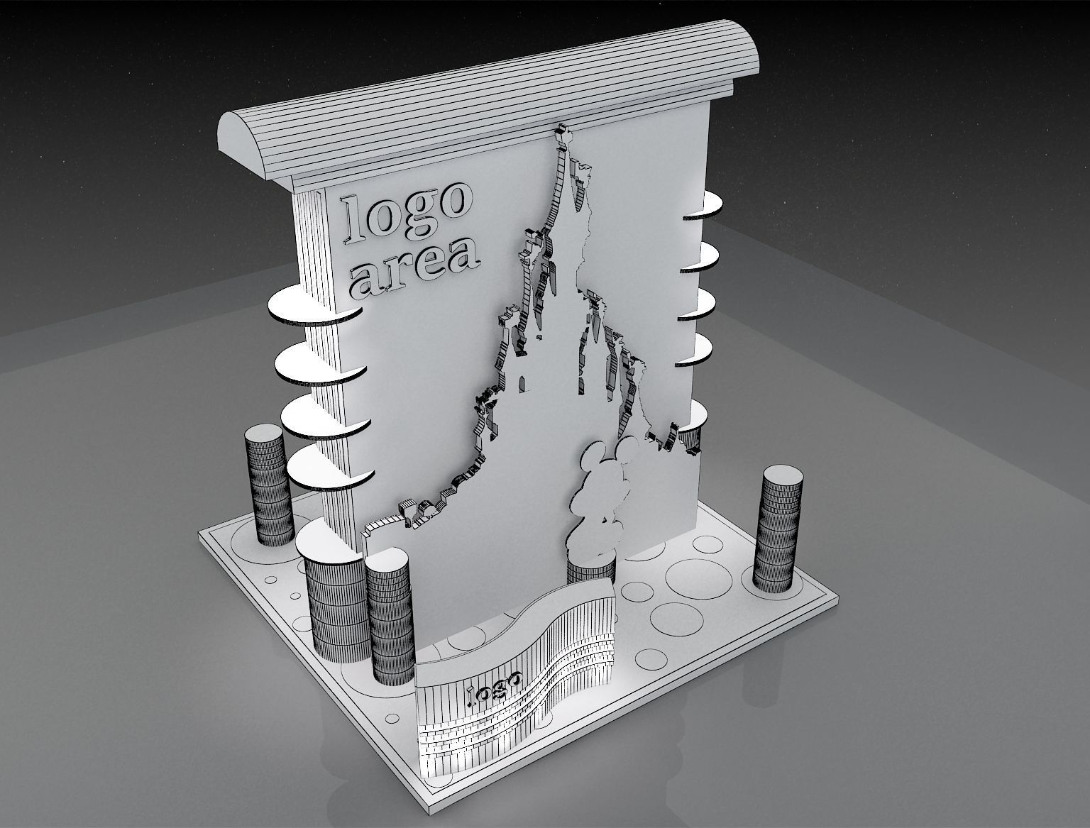 Exhibitions Kiosk Partition Booth advertising Stand Design 3D model ...