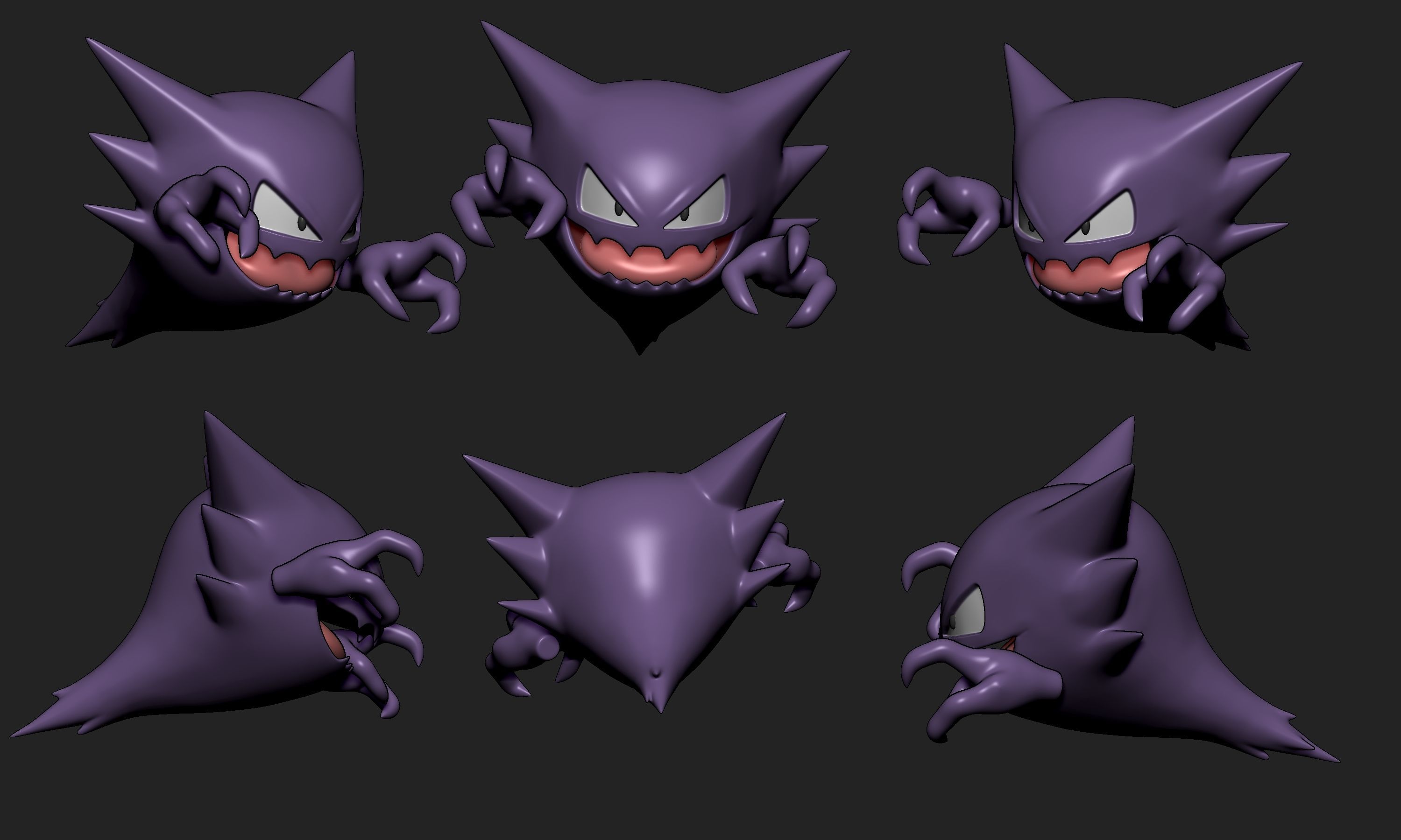 Pokemon - Gastly Haunter and Gengar with 2 poses 3D model 3D printable ...