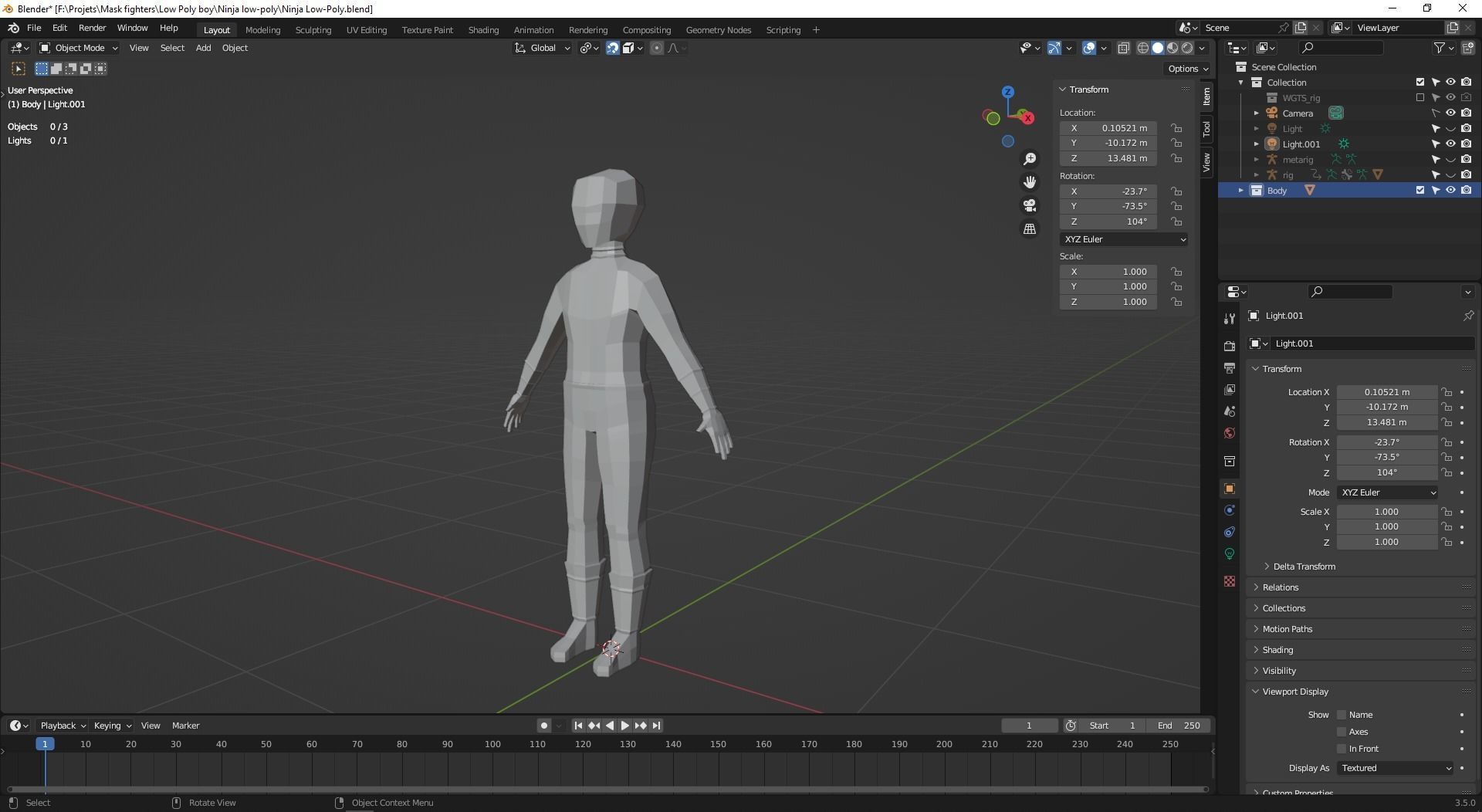 Ninja Low poly by George Keita free VR / AR / low-poly 3D model rigged ...