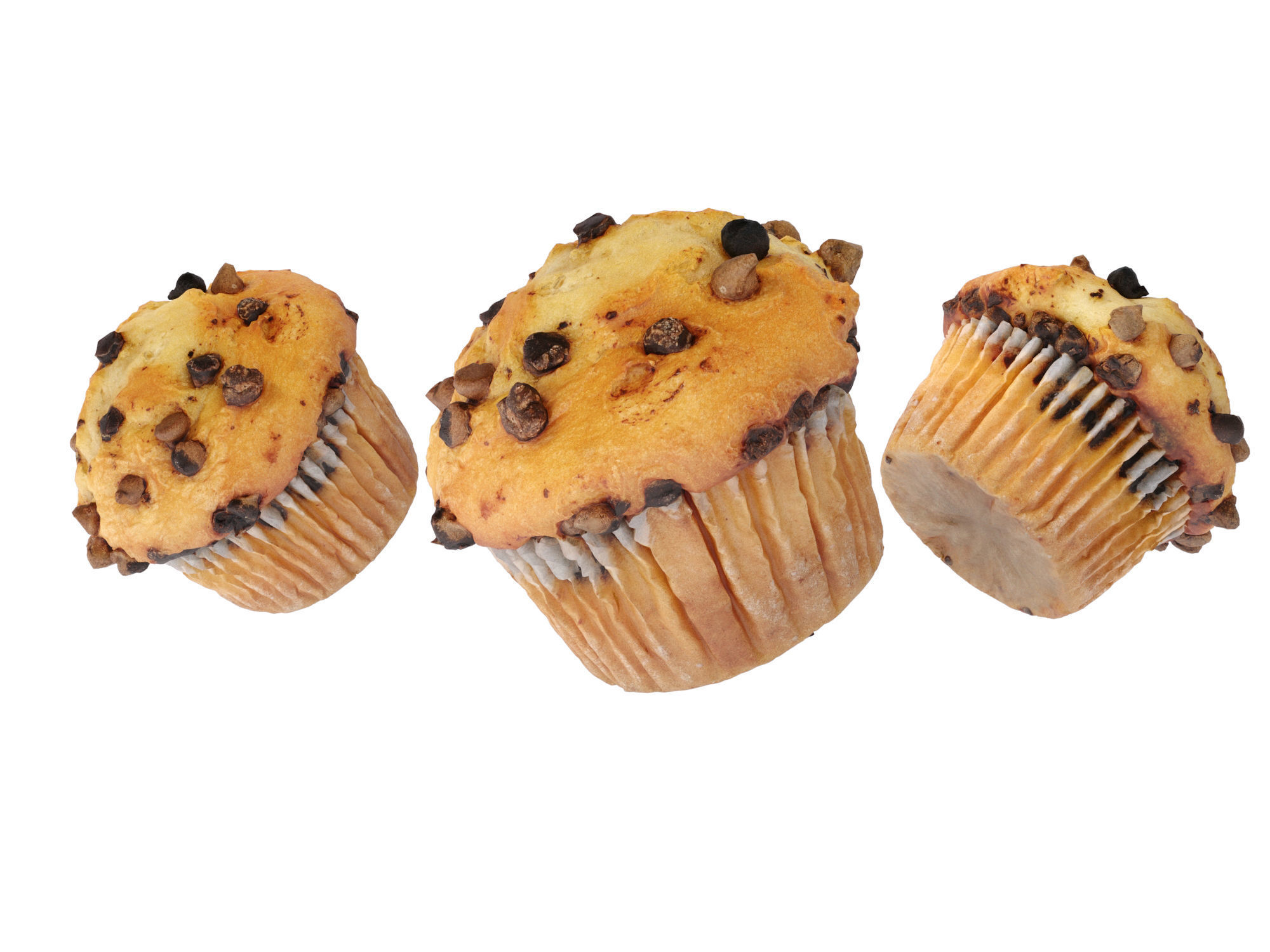 Chocolate Chip Muffins 3D model | CGTrader