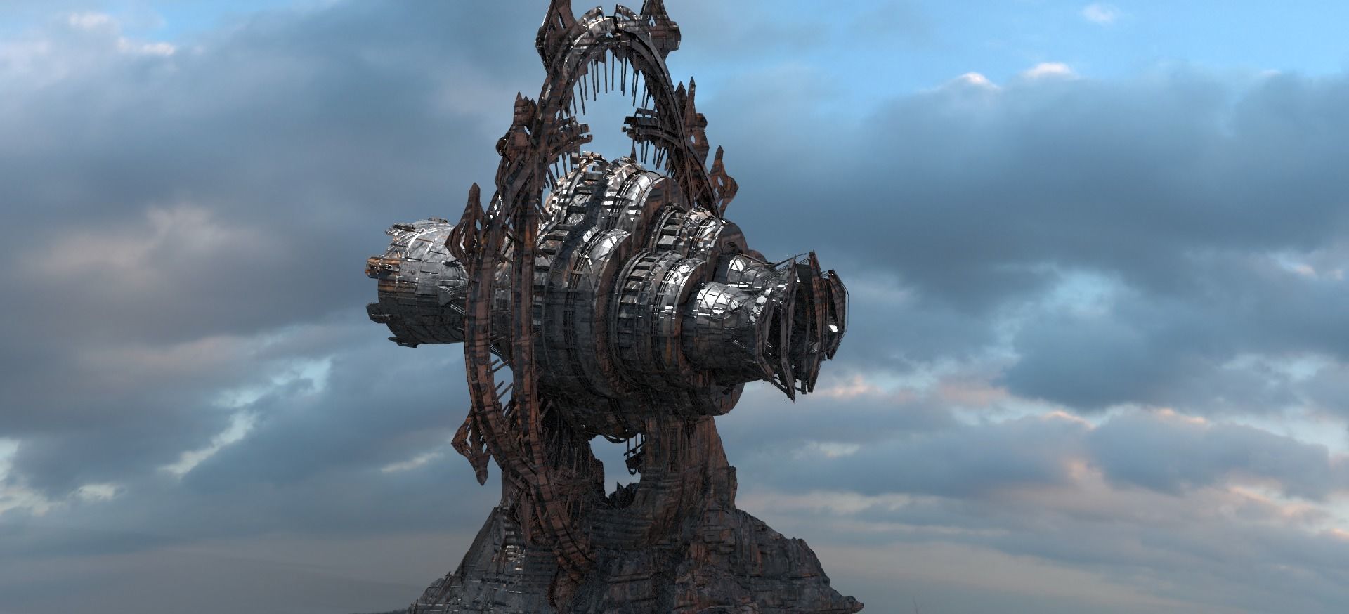 Sci Fi Alien Mountain array 3D model | CGTrader