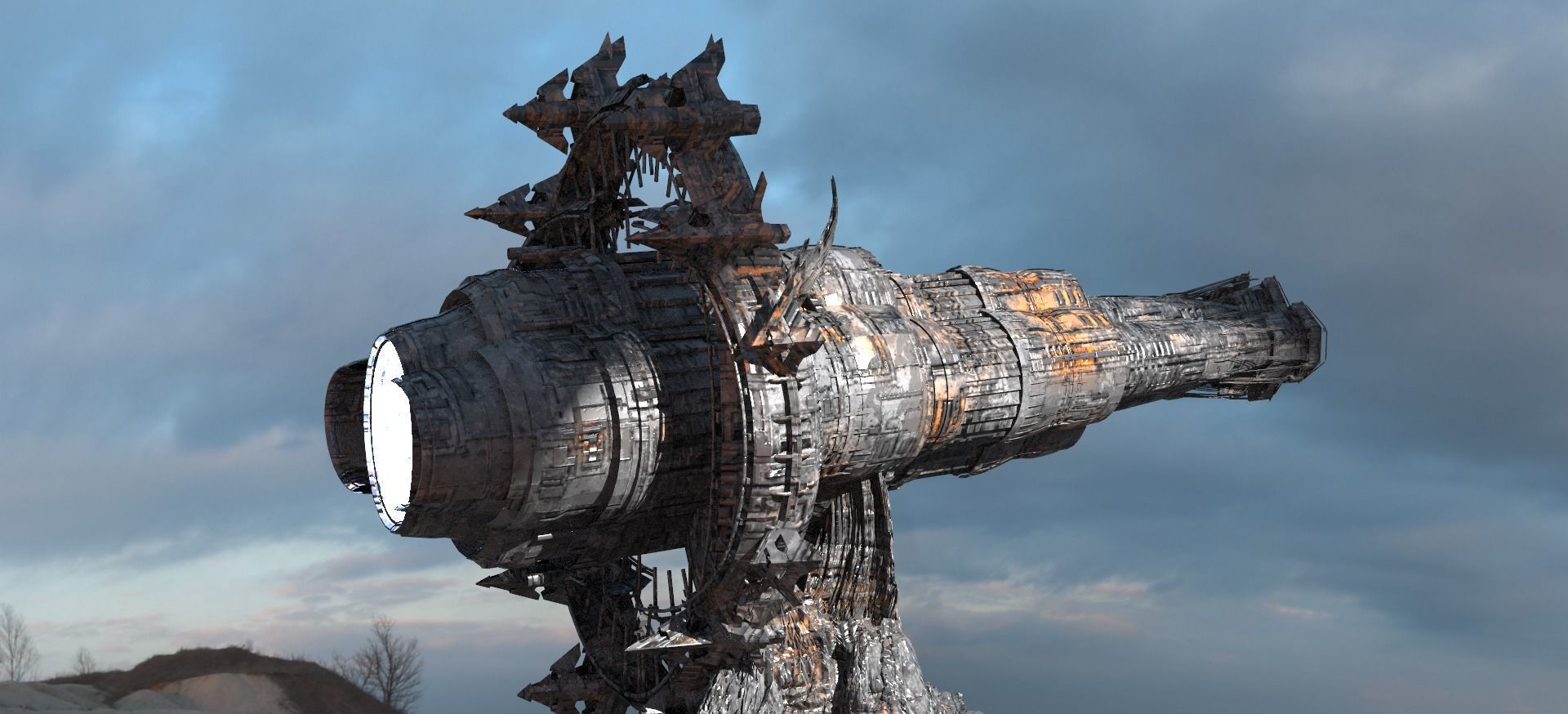 Prometheus inspired alien cigar ship 3D model | CGTrader