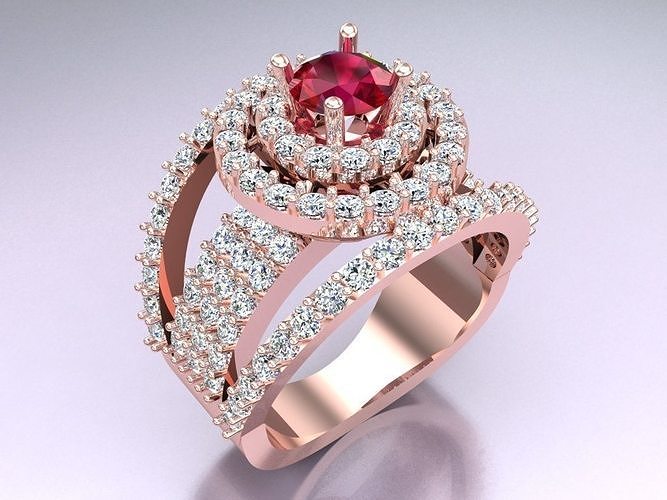 Diamond Ring - Womens Rings - N3856 3D model 3D printable | CGTrader