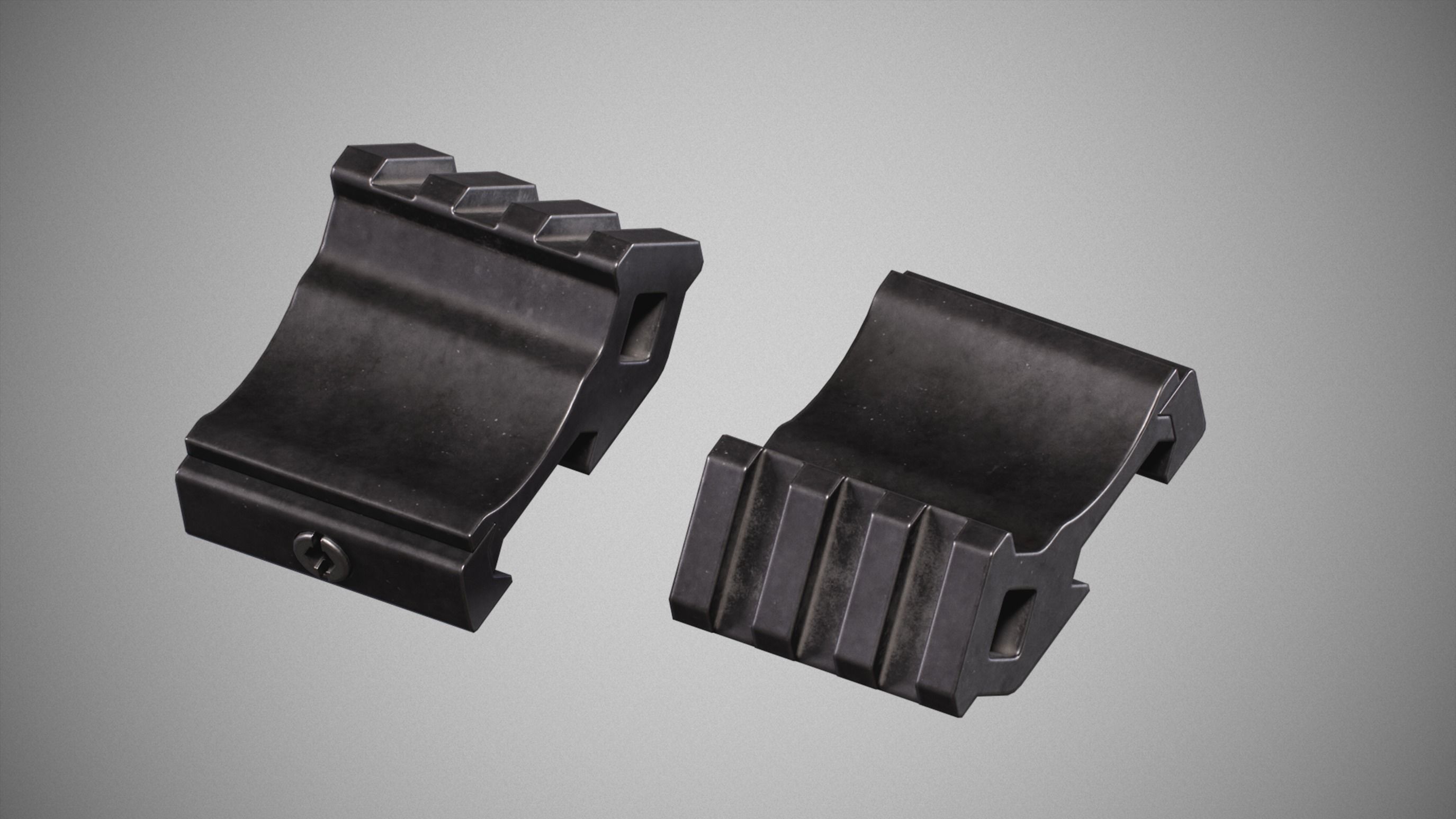 3D model Offset Picatinny Rail Adapter 45 degree 3d model VR / AR / low ...
