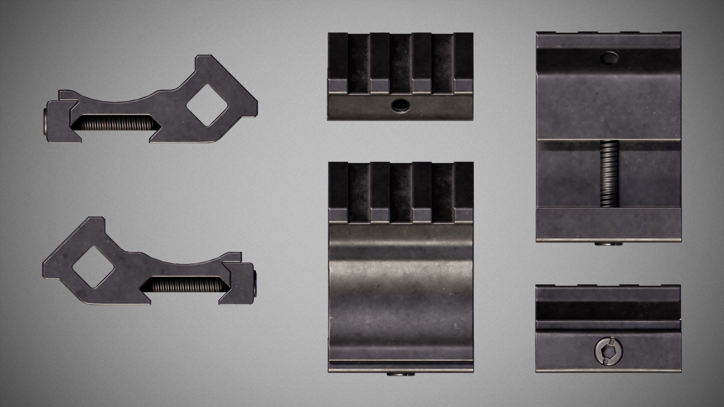 3D model Offset Picatinny Rail Adapter 45 degree 3d model VR / AR / low ...