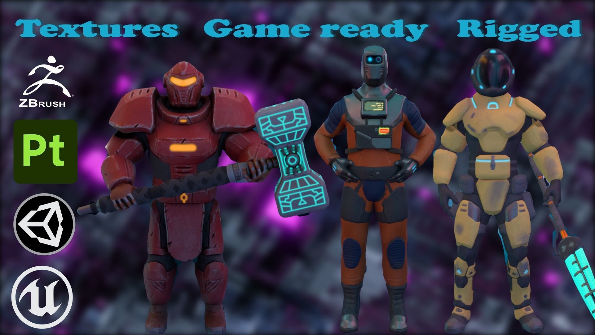 3D Model Collection Tech Titans Guardians of the Sci-Fi Galaxy Rigged ...