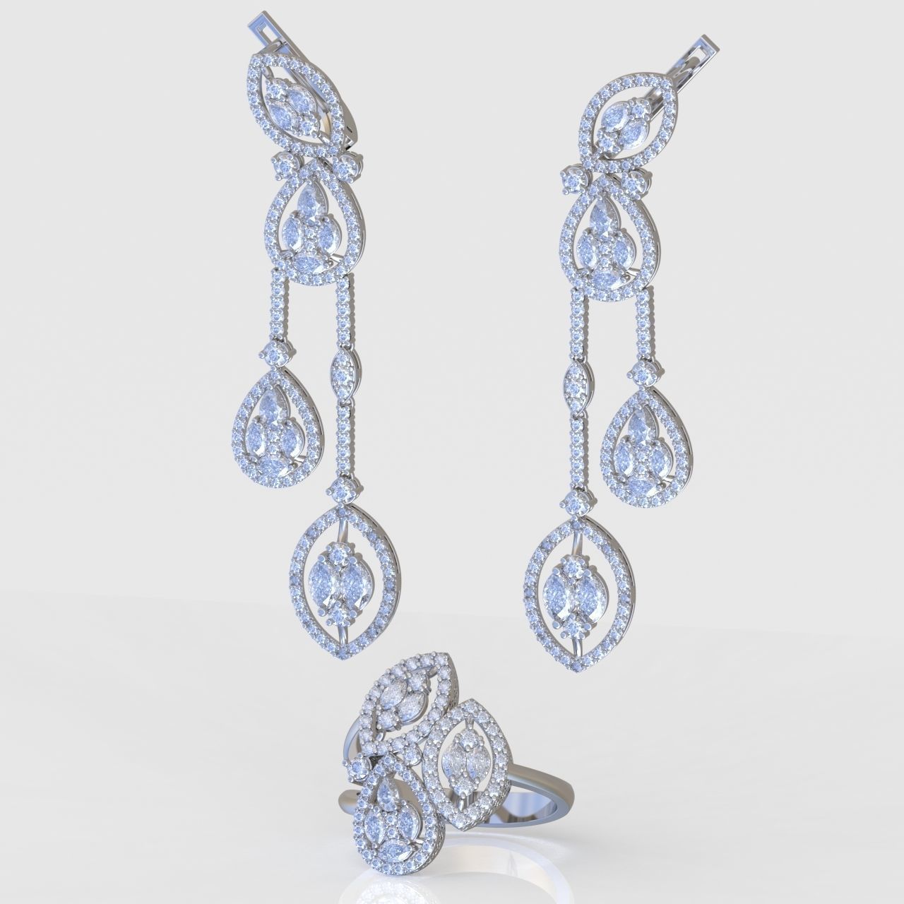 Ring and Earring Set 3D printable model 0079 3D Model Collection | CGTrader