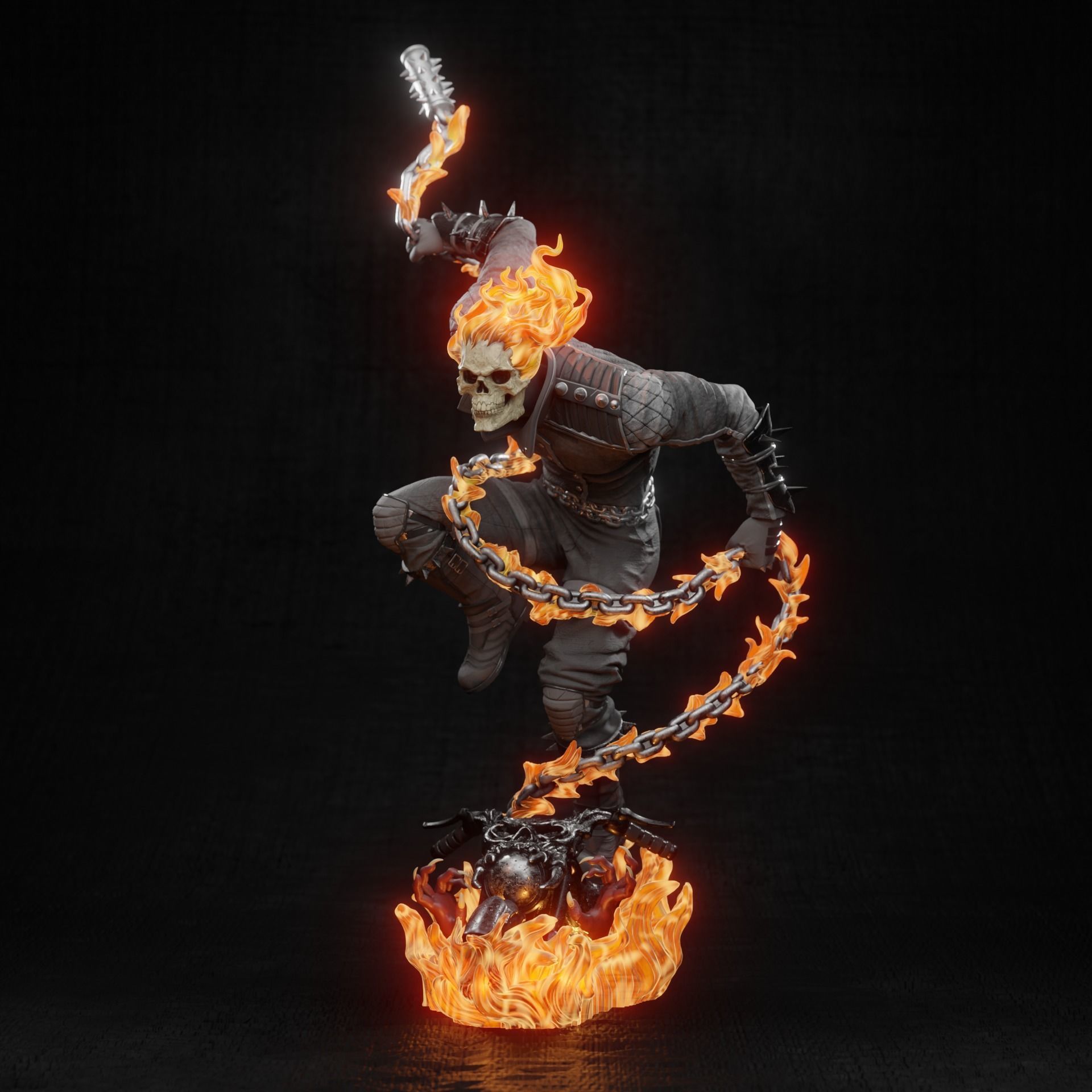 Ghost rider statue 3D model 3D printable | CGTrader