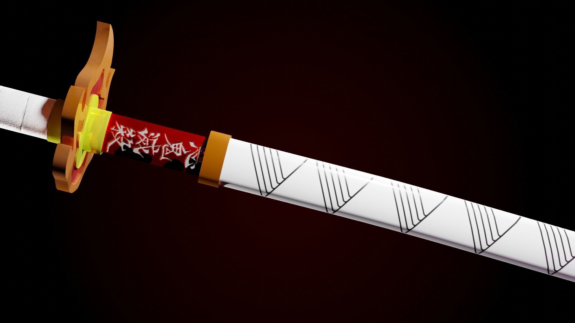 3D model Kyojuro Rengoku Red-Orange Sword VR / AR / low-poly | CGTrader