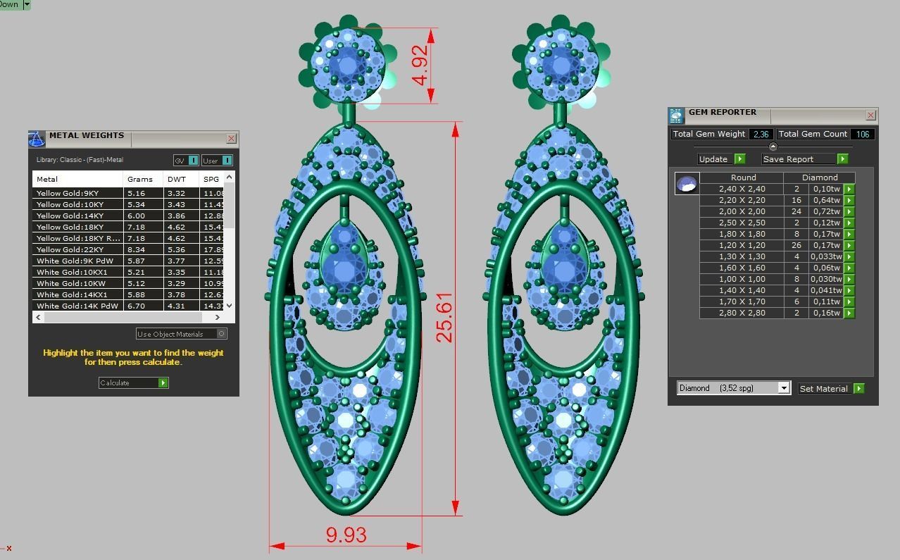 Earring model 0338 3D printable model13 3D model 3D printable | CGTrader