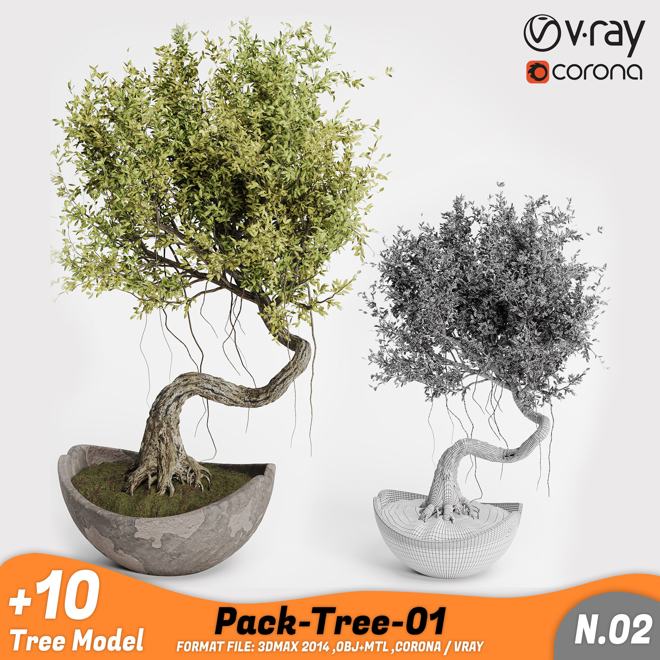 3D model pack tree 01 VR / AR / low-poly | CGTrader