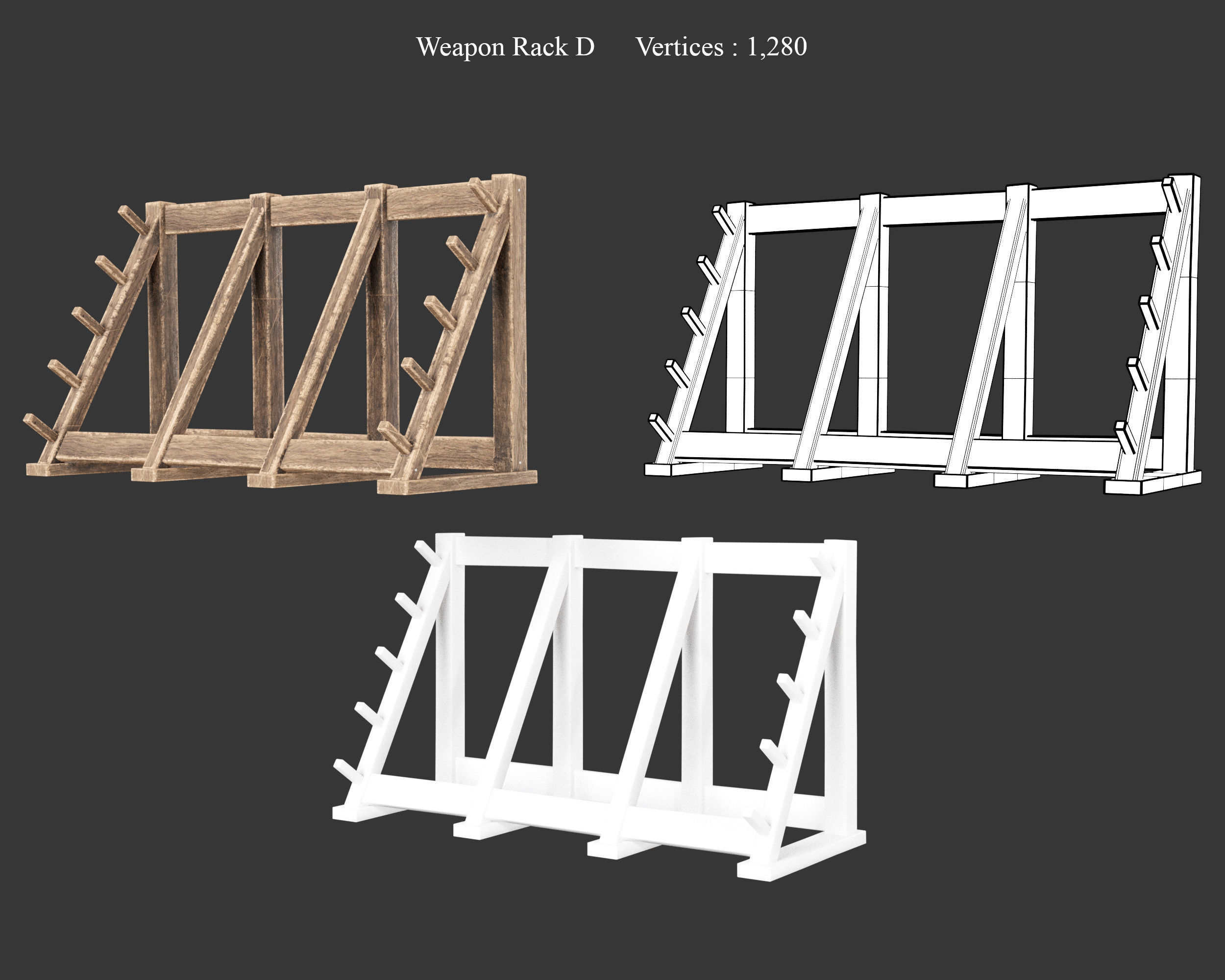 3D model Medieval Decoration Weapon and Armor Stands VR / AR / low-poly ...