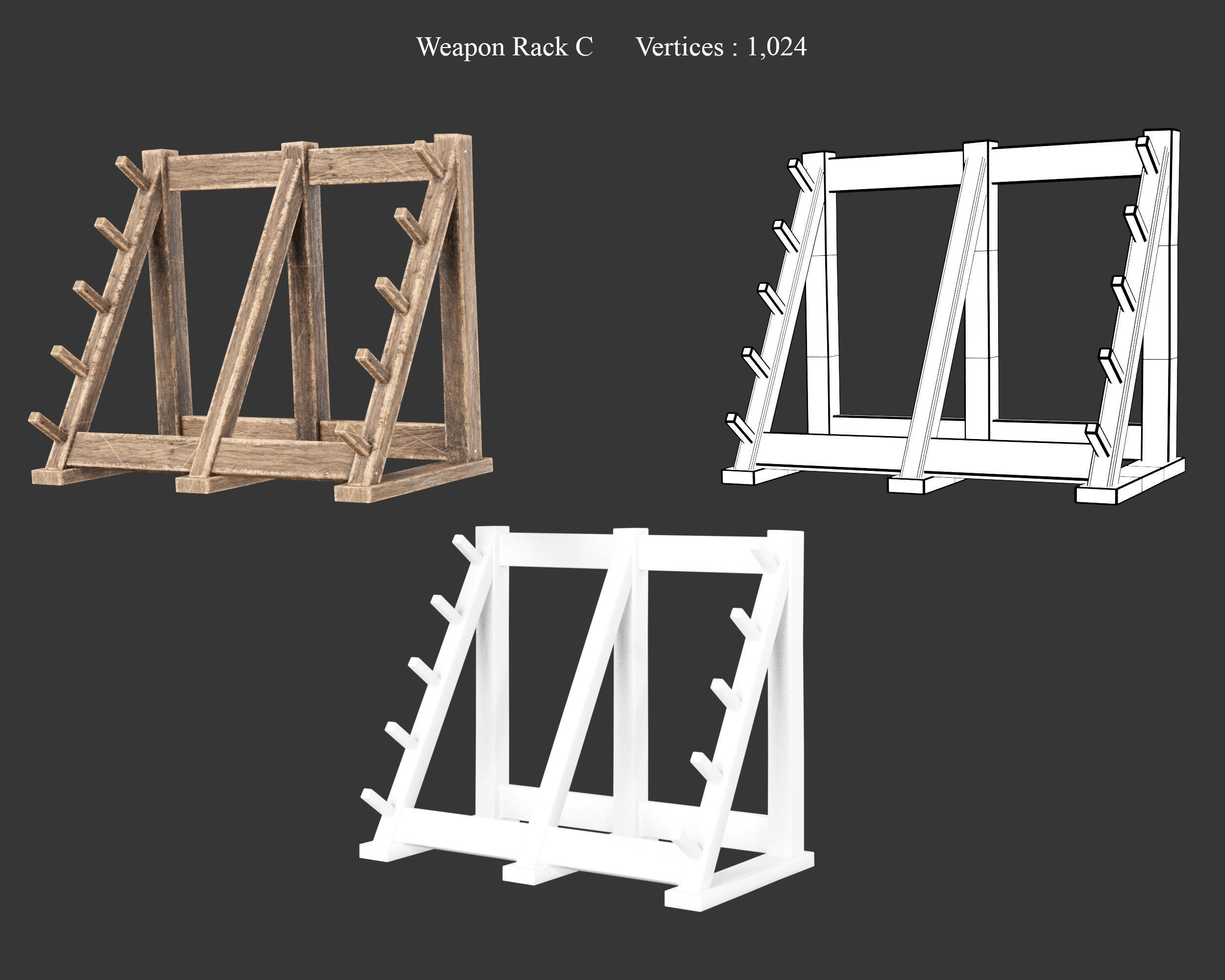 3D model Medieval Decoration Weapon and Armor Stands VR / AR / low-poly ...