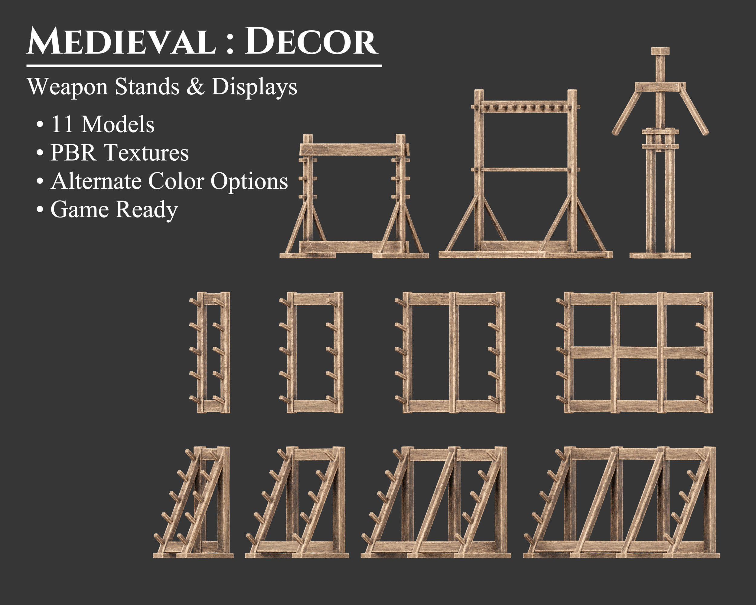 3D model Medieval Decoration Weapon and Armor Stands VR / AR / low-poly ...