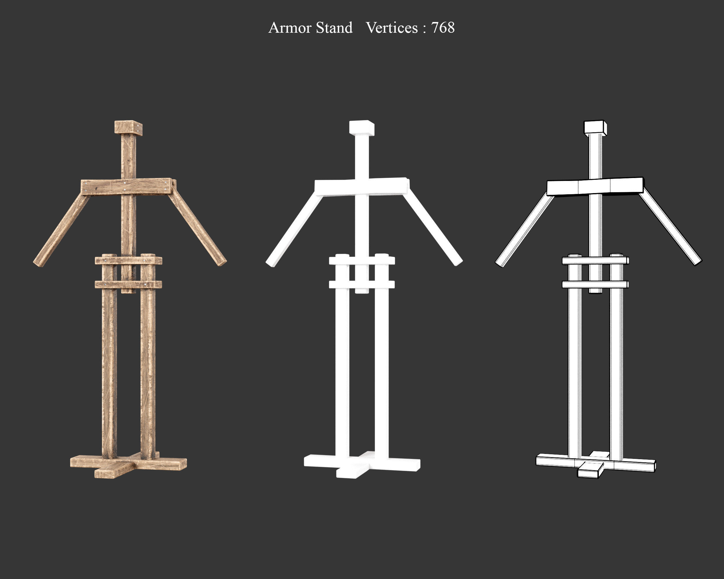 3D model Medieval Decoration Weapon and Armor Stands VR / AR / low-poly ...