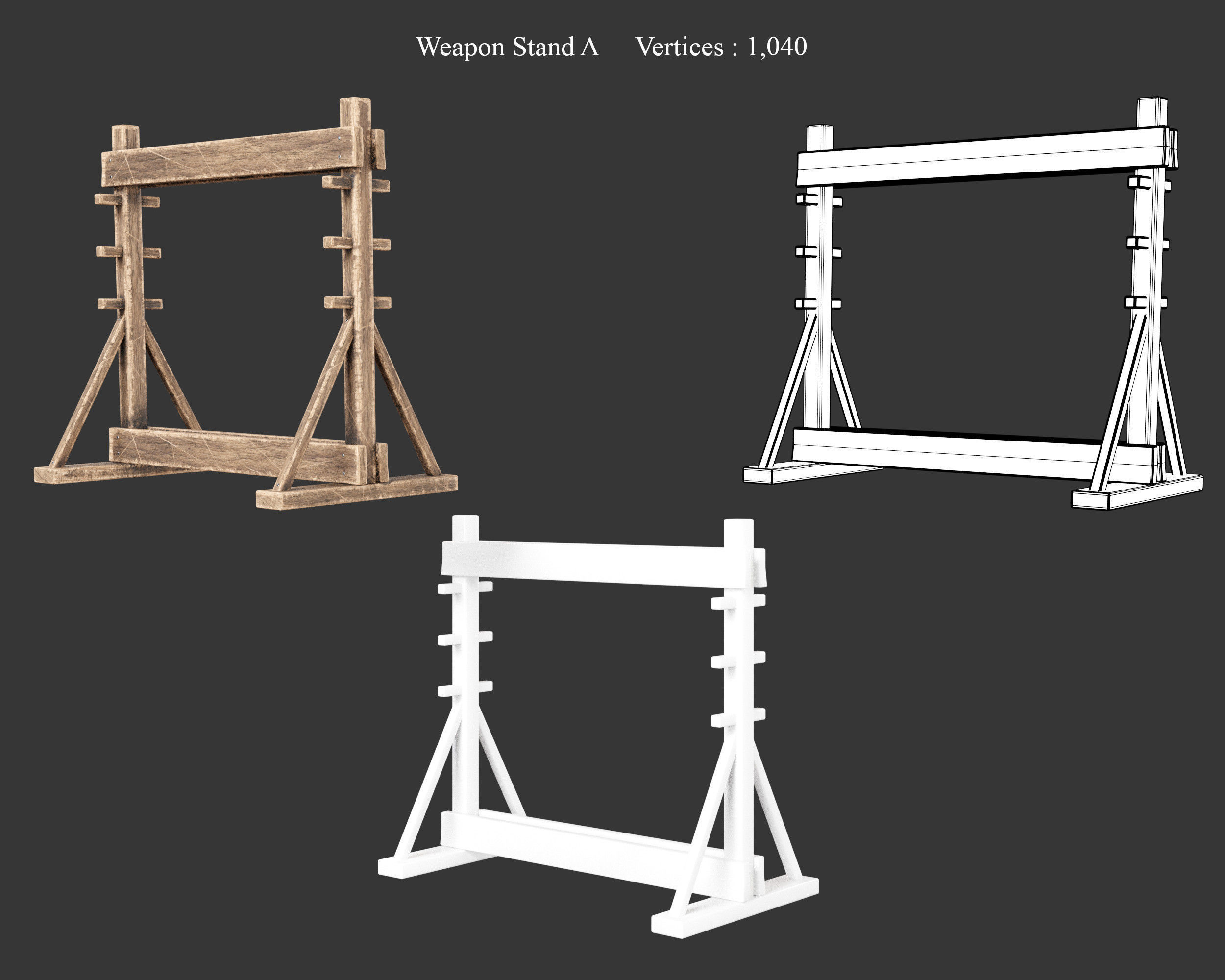 3D model Medieval Decoration Weapon and Armor Stands VR / AR / low-poly ...