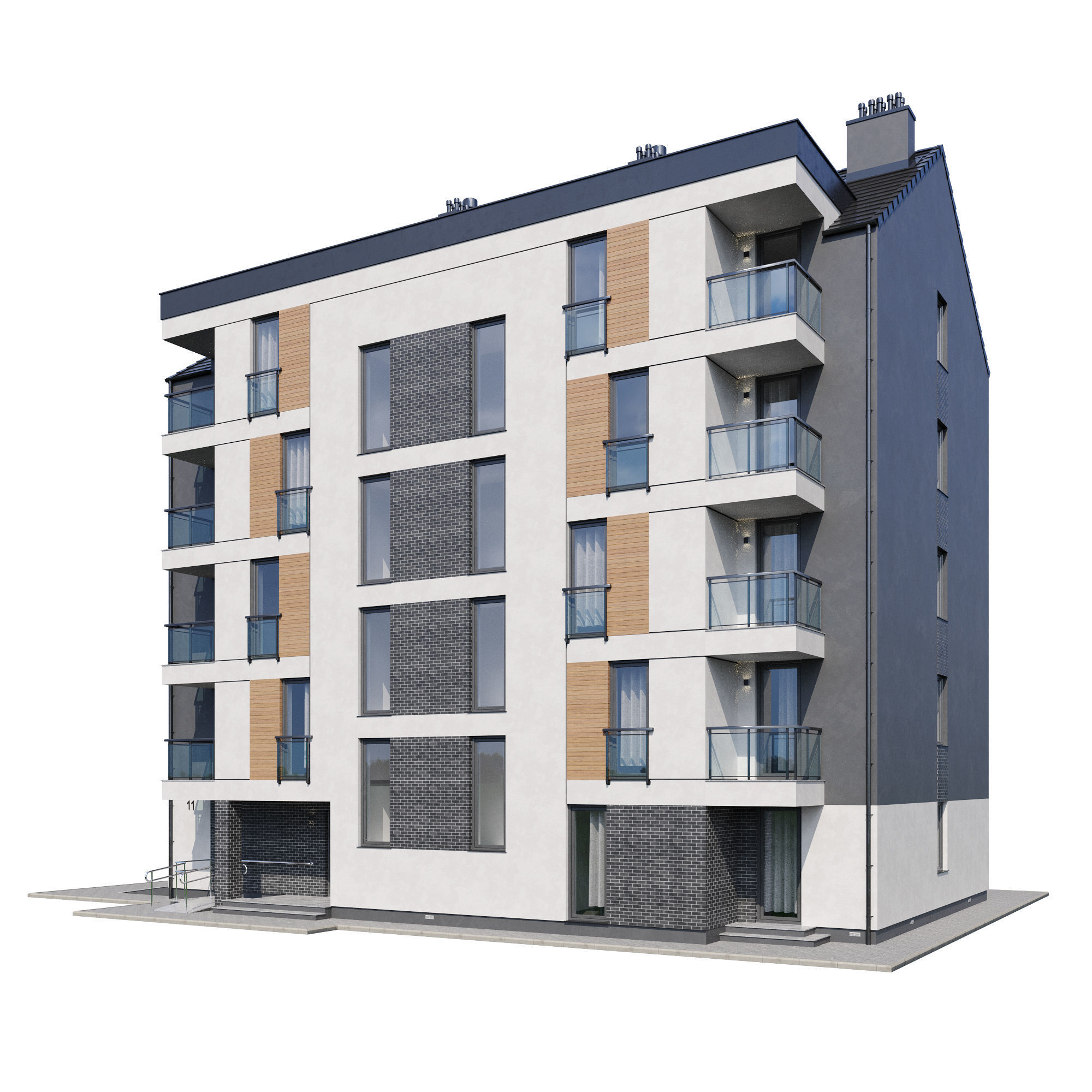 Residential building V1 3D model | CGTrader