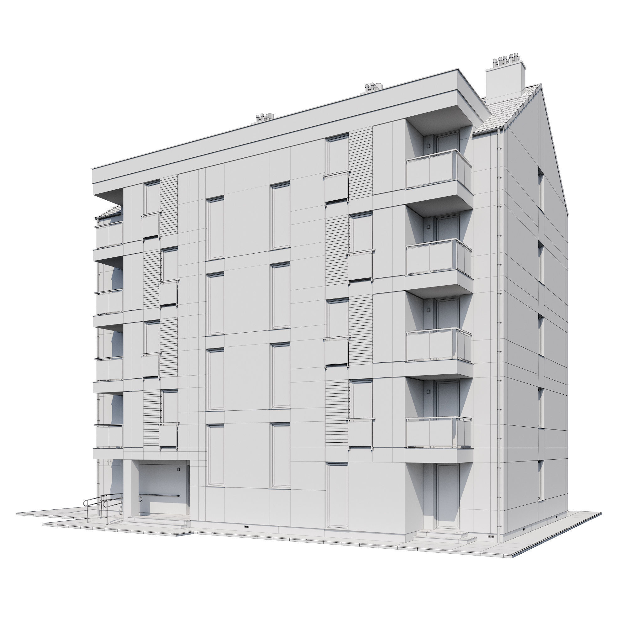 Residential building V1 3D model | CGTrader