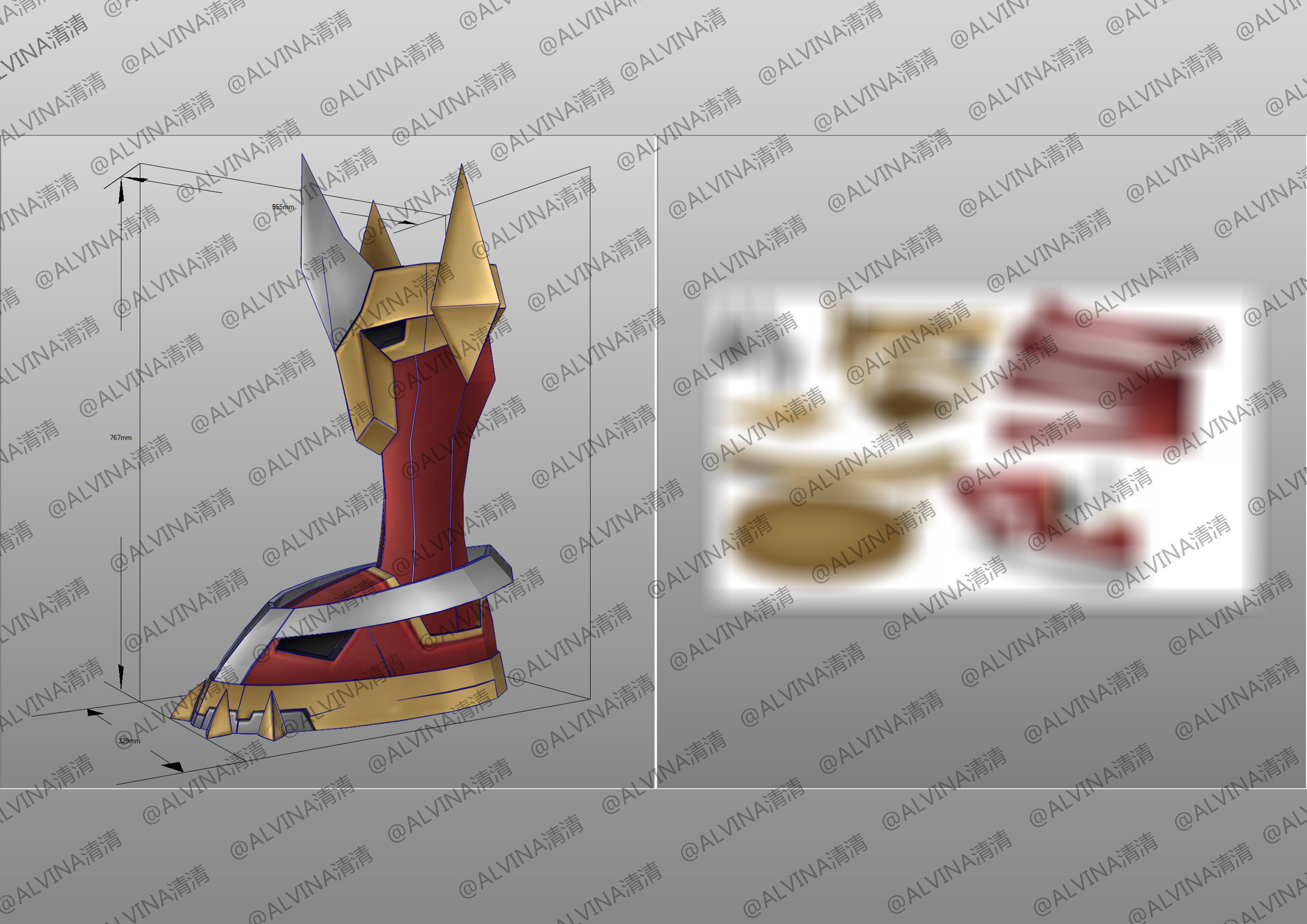 3D model Emperor Kaiser Greymon- Cosplay Pepakura Foam Template VR / AR ...