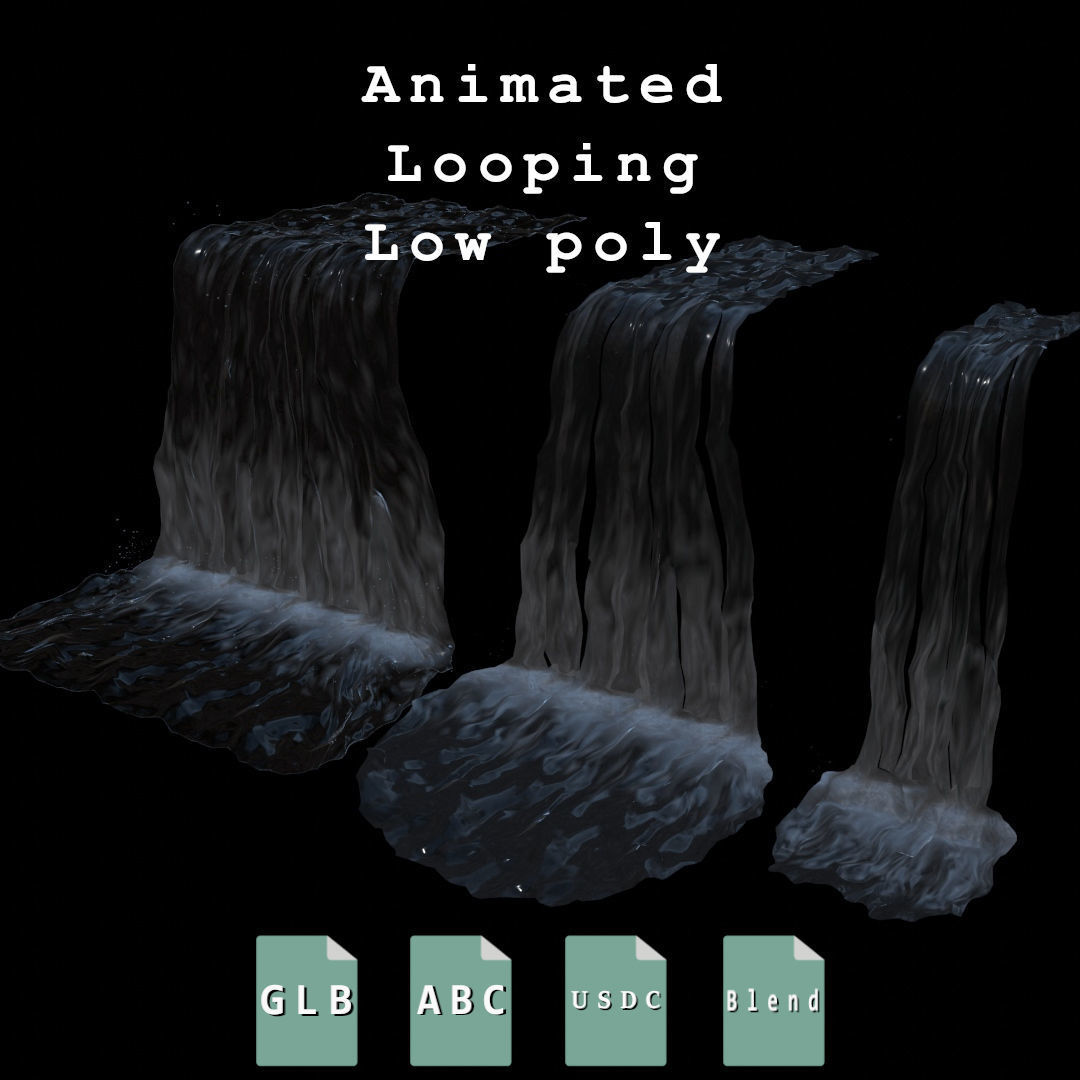 3D model Waterfall animated looping VR / AR / low-poly | CGTrader