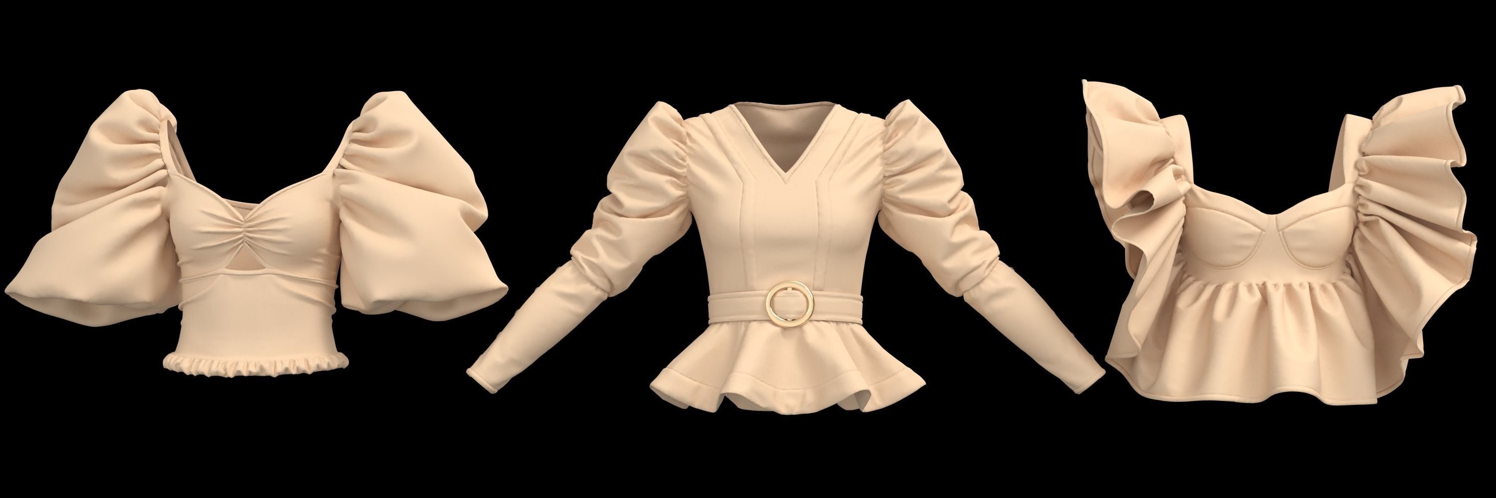 6 Womens Blouses 3D model | CGTrader