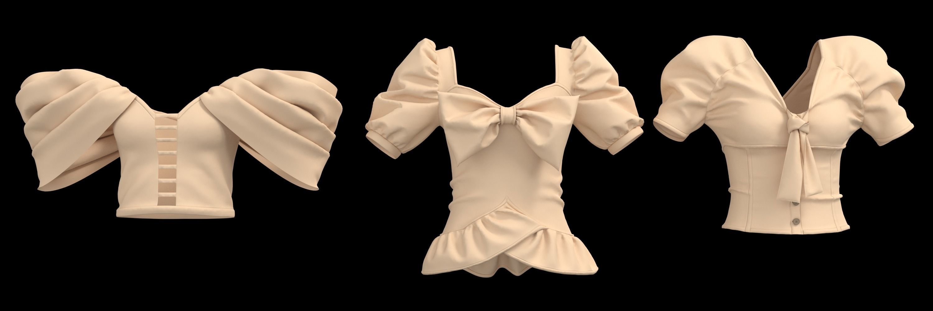 6 Womens Blouses 3D model | CGTrader