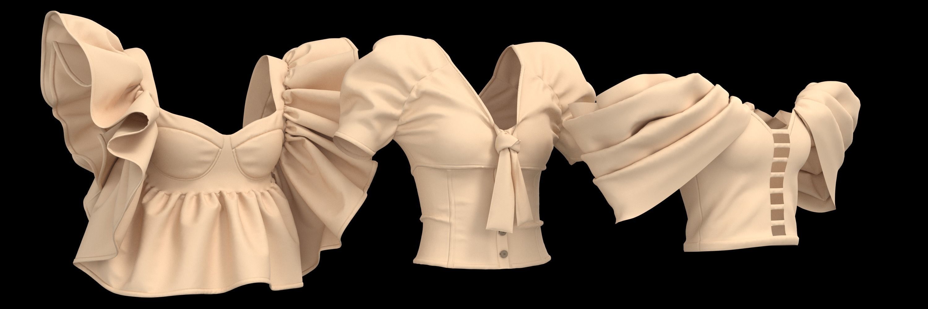 6 Womens Blouses 3D model | CGTrader