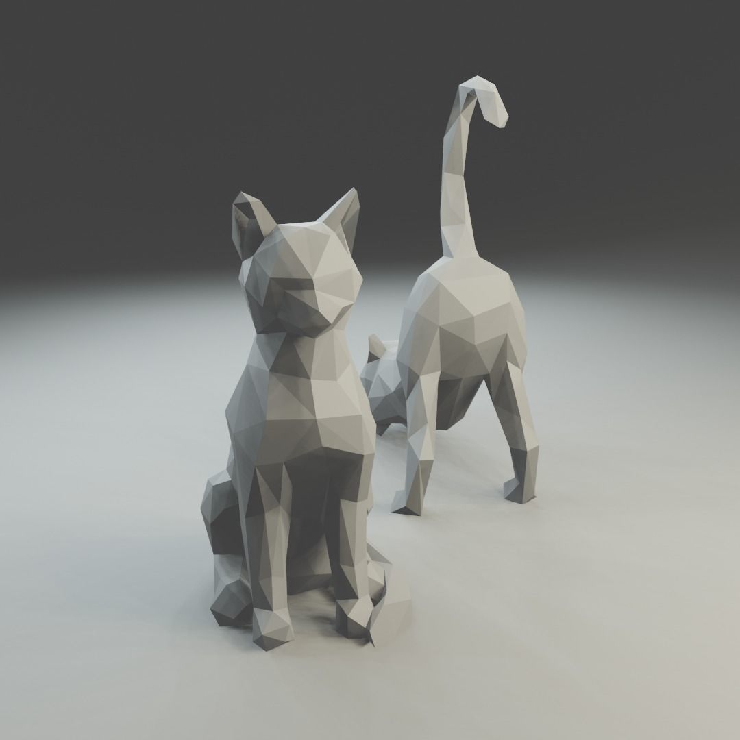 Low polygon Siamese cat 3D print model in two poses 3D model 3D ...