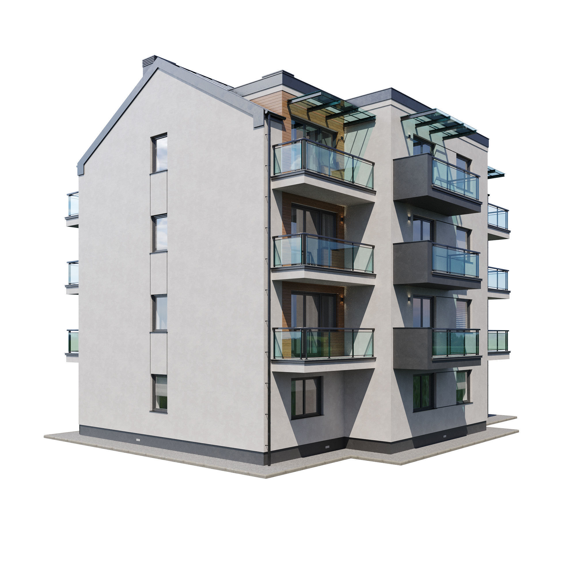 Residential building V2 3D model | CGTrader
