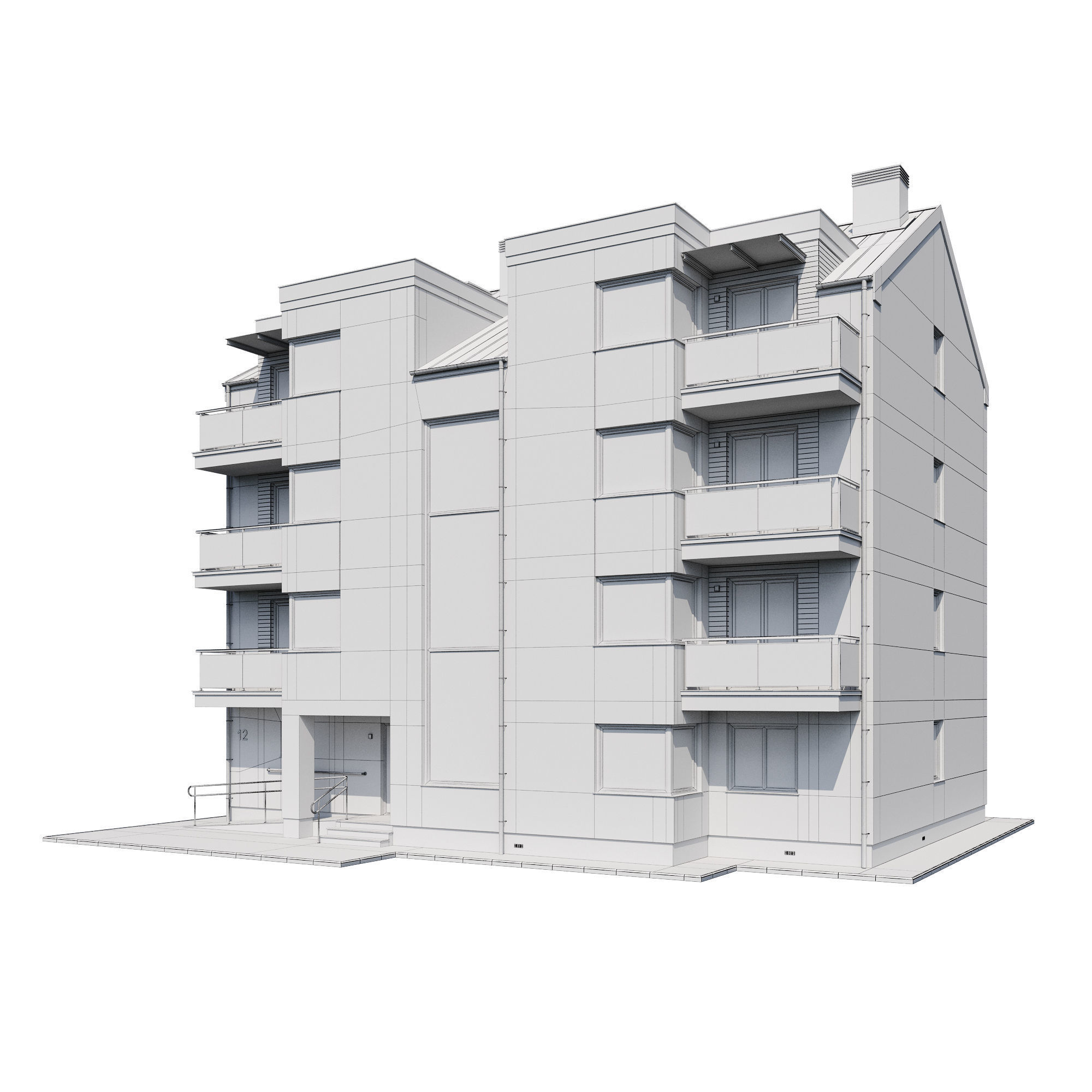 Residential building V2 3D model | CGTrader