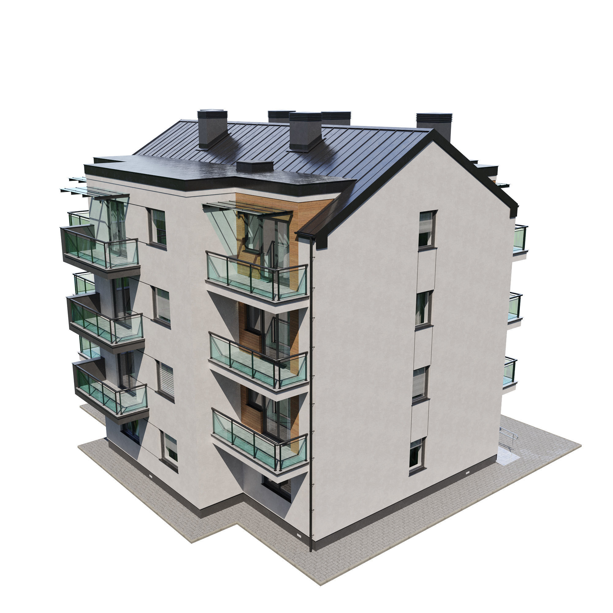 Residential building V2 3D model | CGTrader