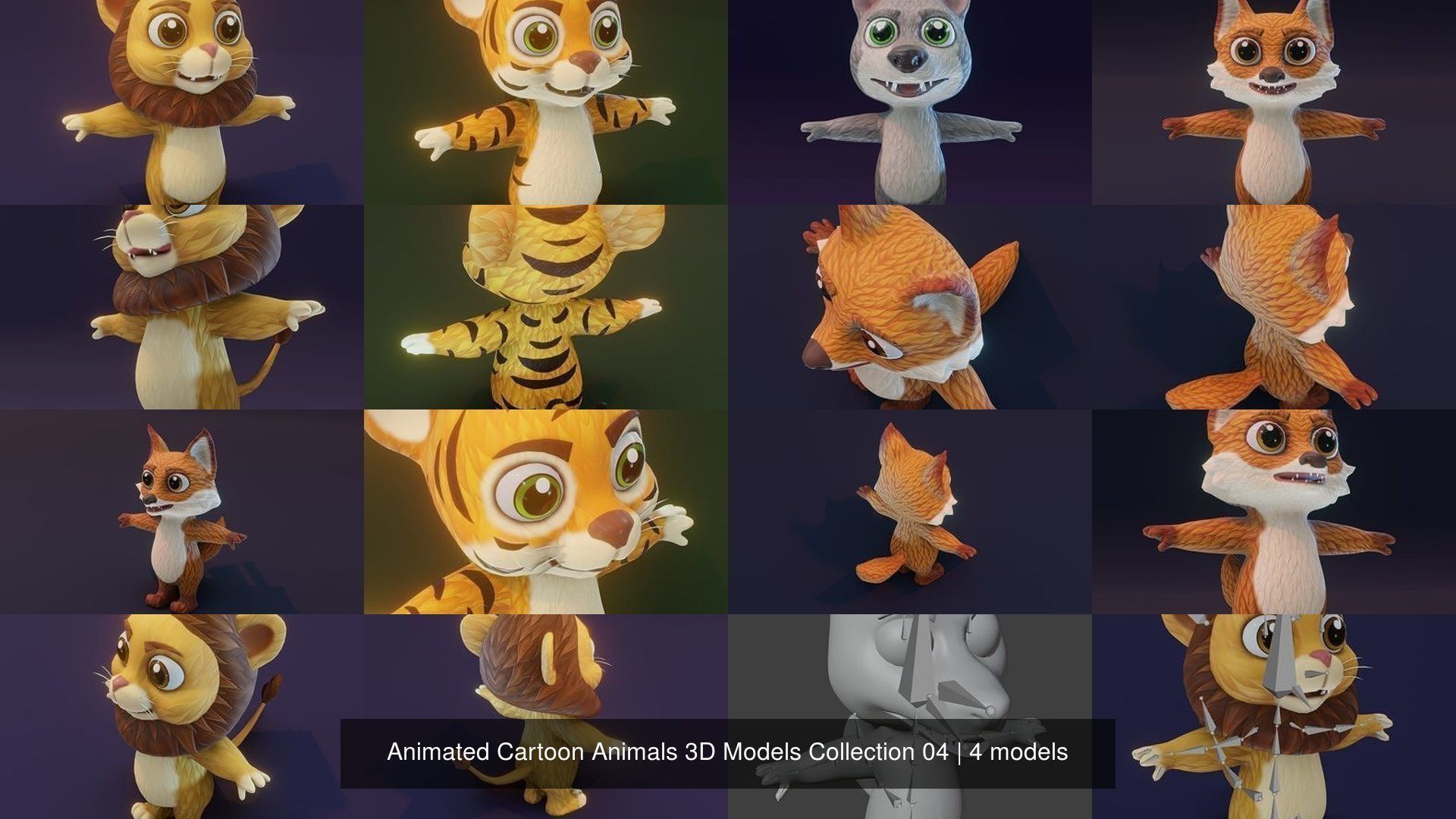 Animated Cartoon Animals 3D Models Collection 04 VR / AR / low-poly | CGTrader