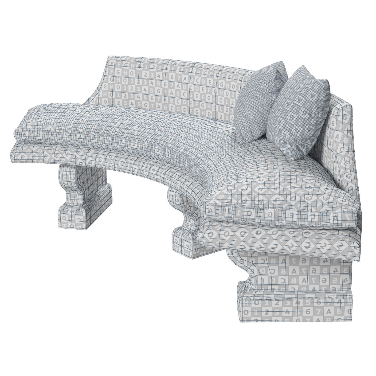 Saladino Curved Bench 3D model | CGTrader