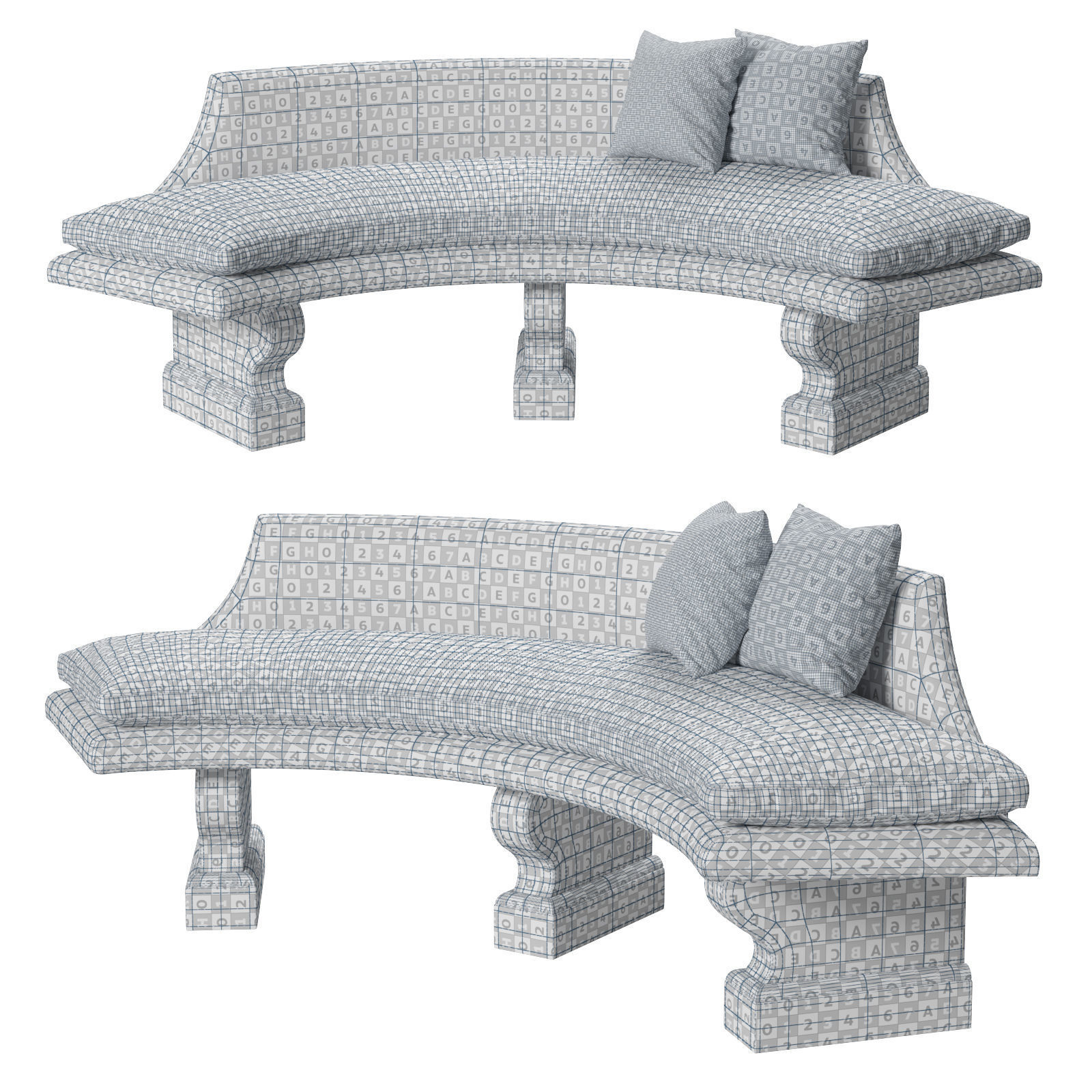 Saladino Curved Bench 3D model | CGTrader