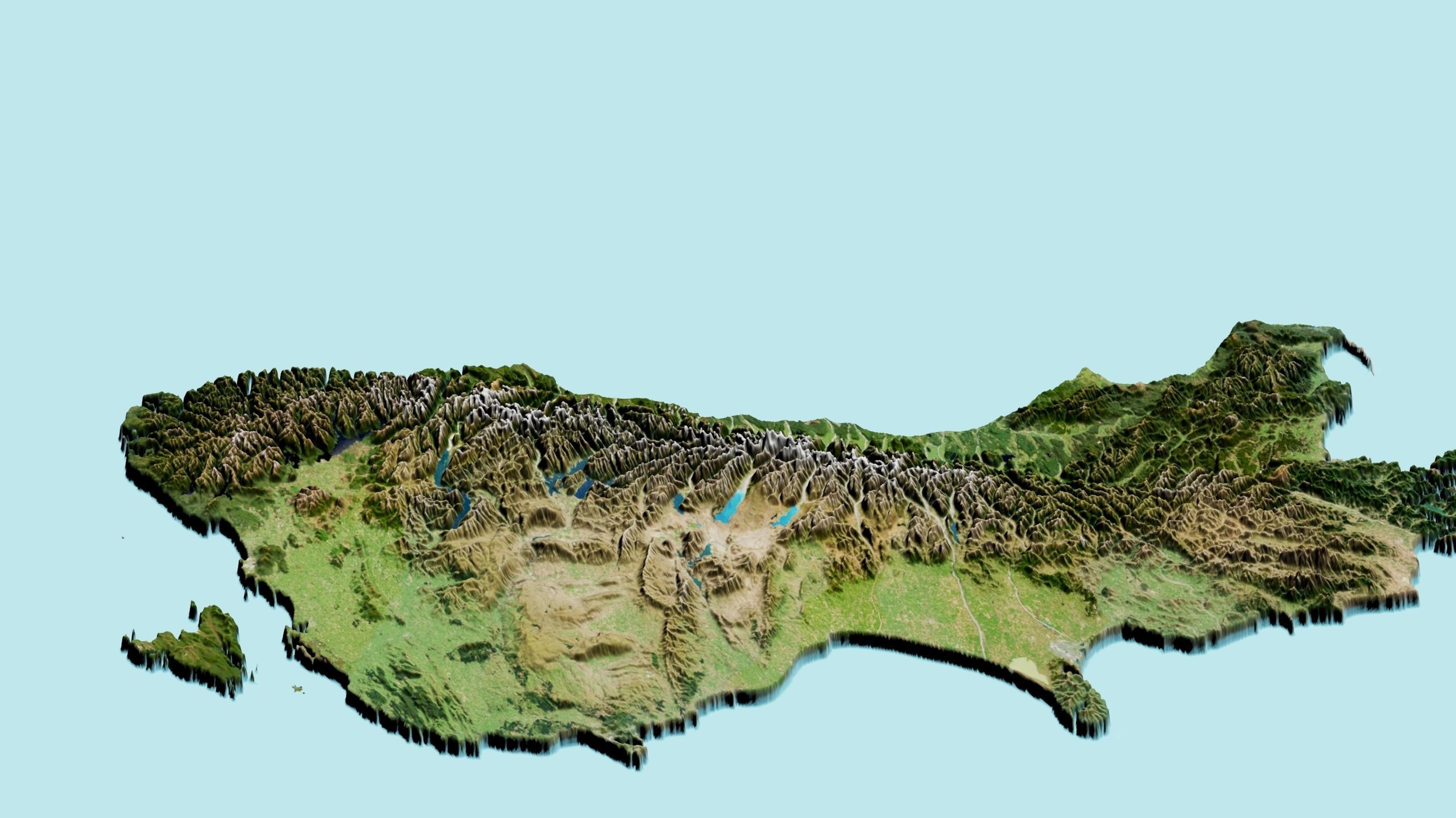 New Zealand Terrain Topography Elevation DEM Geography map 3D model ...
