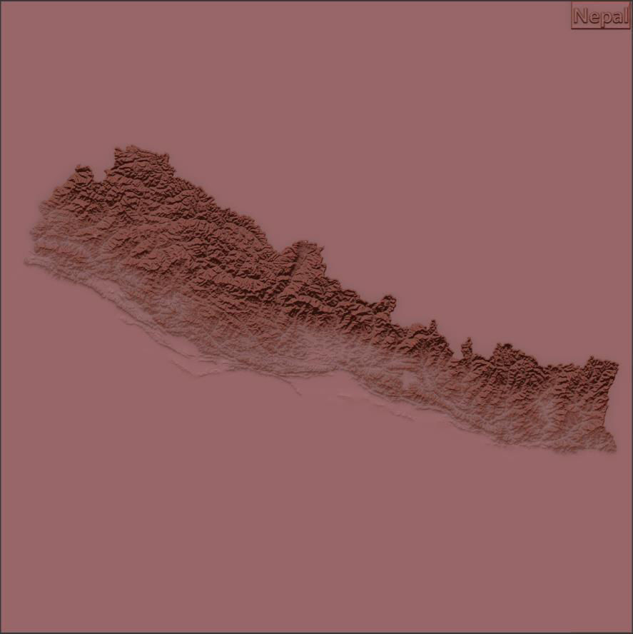 Nepal Terrain Topography Elevation DEM Geography Landscape map 3D model ...