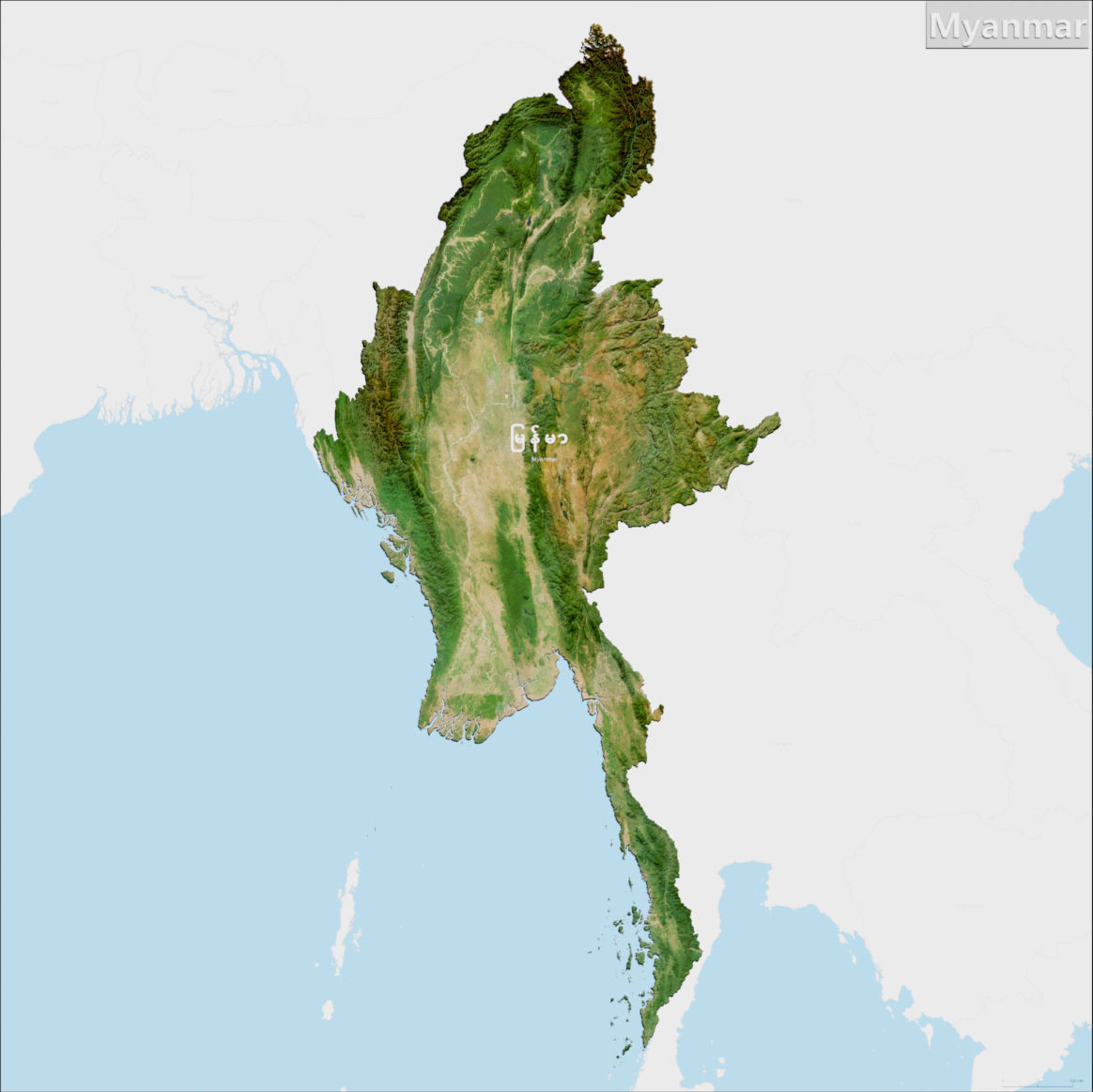 Myanmar Terrain Topography Elevation DEM Geography Landscapemap free 3D ...