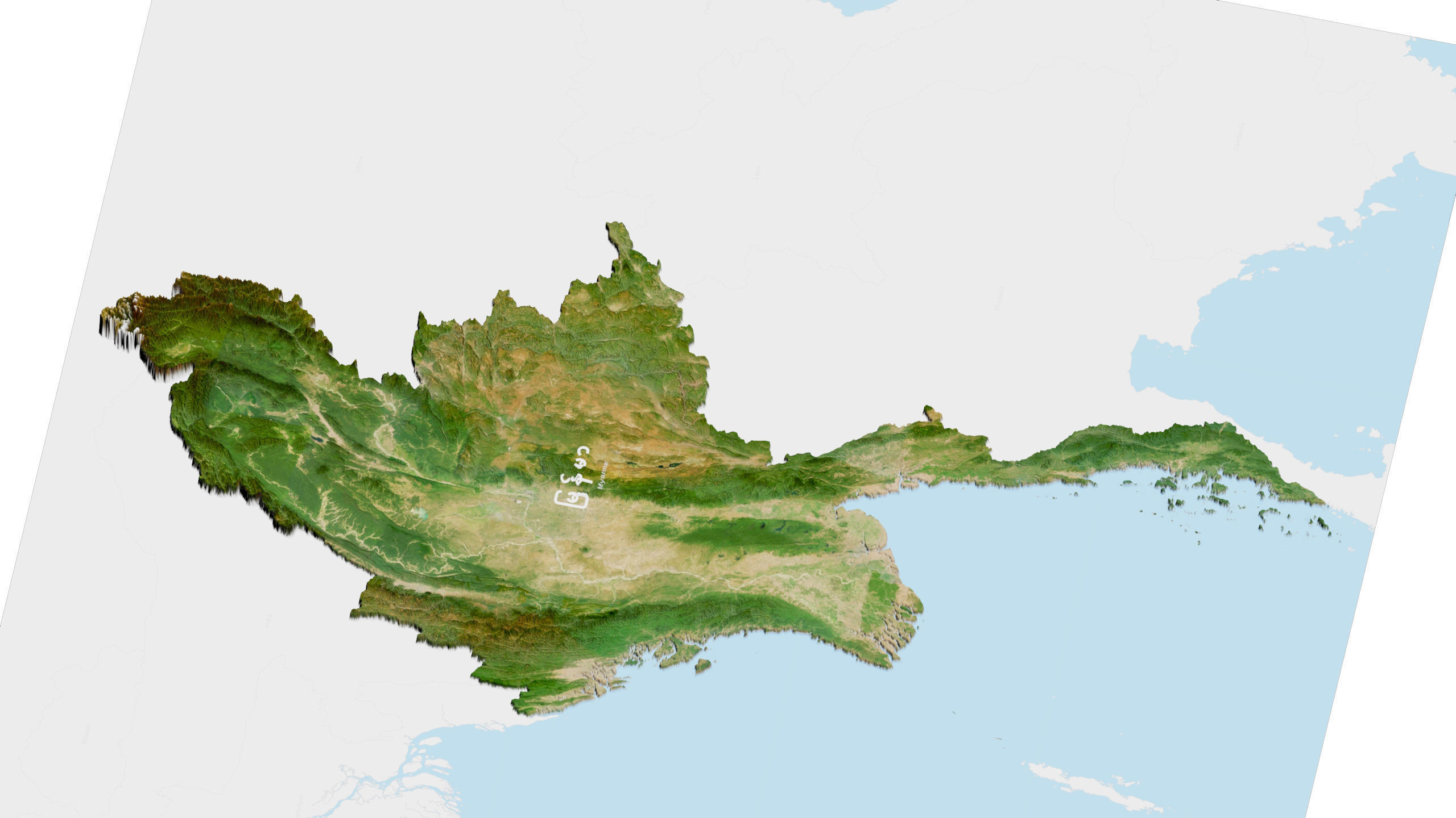Myanmar Terrain Topography Elevation DEM Geography Landscapemap free 3D ...