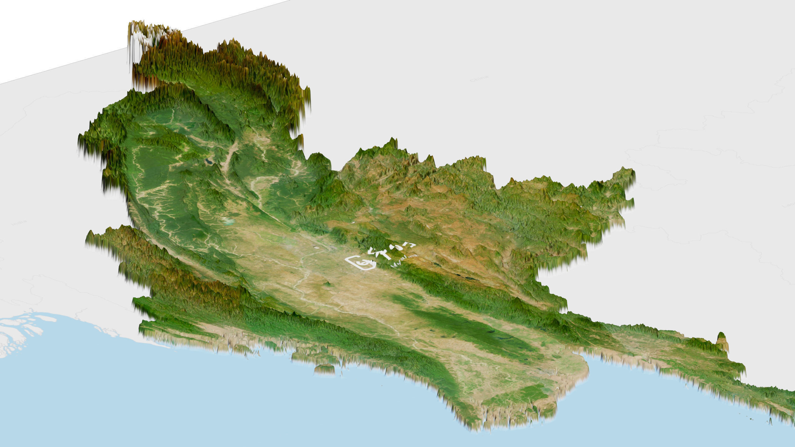 Myanmar Terrain Topography Elevation DEM Geography Landscapemap free 3D ...
