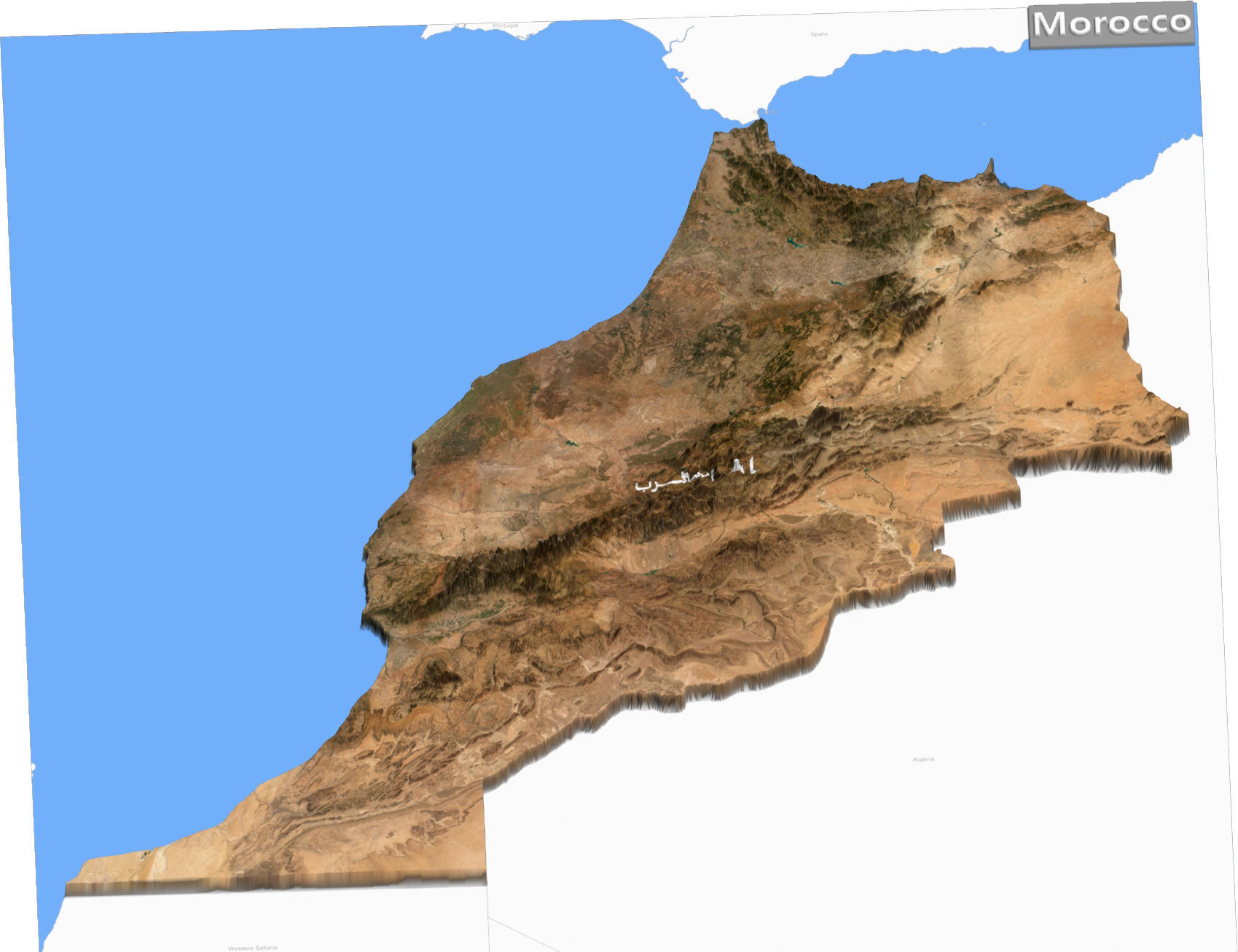 Morocco Terrain Topography Elevation DEM Geography Landscape map 3D ...