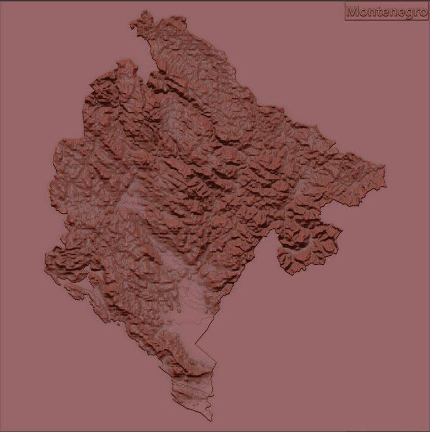 Montenegro Terrain Topography Elevation DEM Geography Lanpe map 3D ...