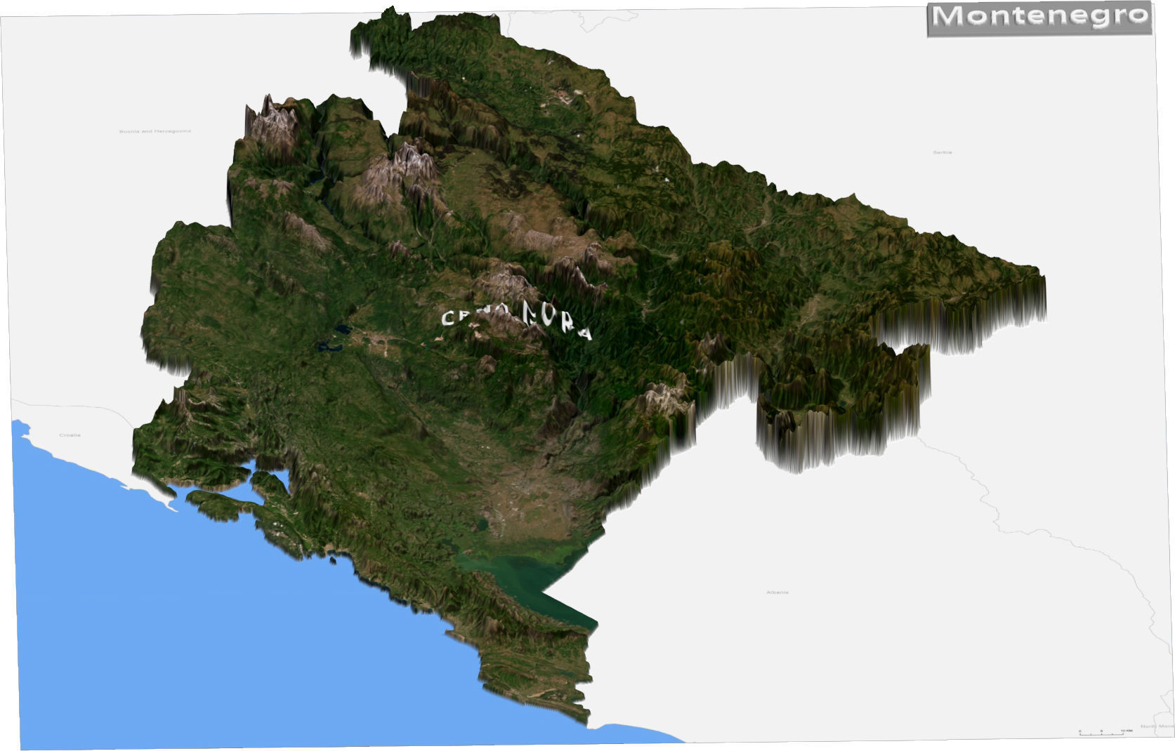 Montenegro Terrain Topography Elevation DEM Geography Lanpe map 3D ...