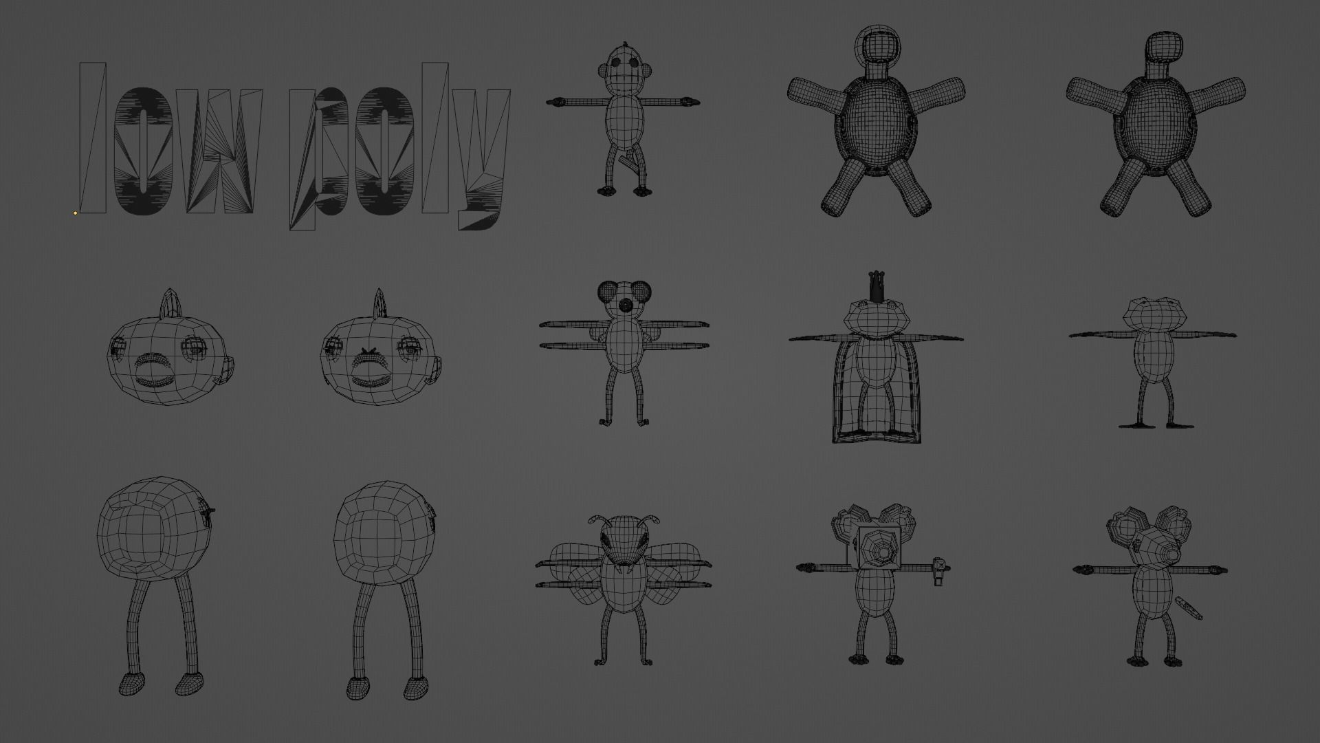 3D model pack to 13 cartoon characters - low poly VR / AR / low-poly ...
