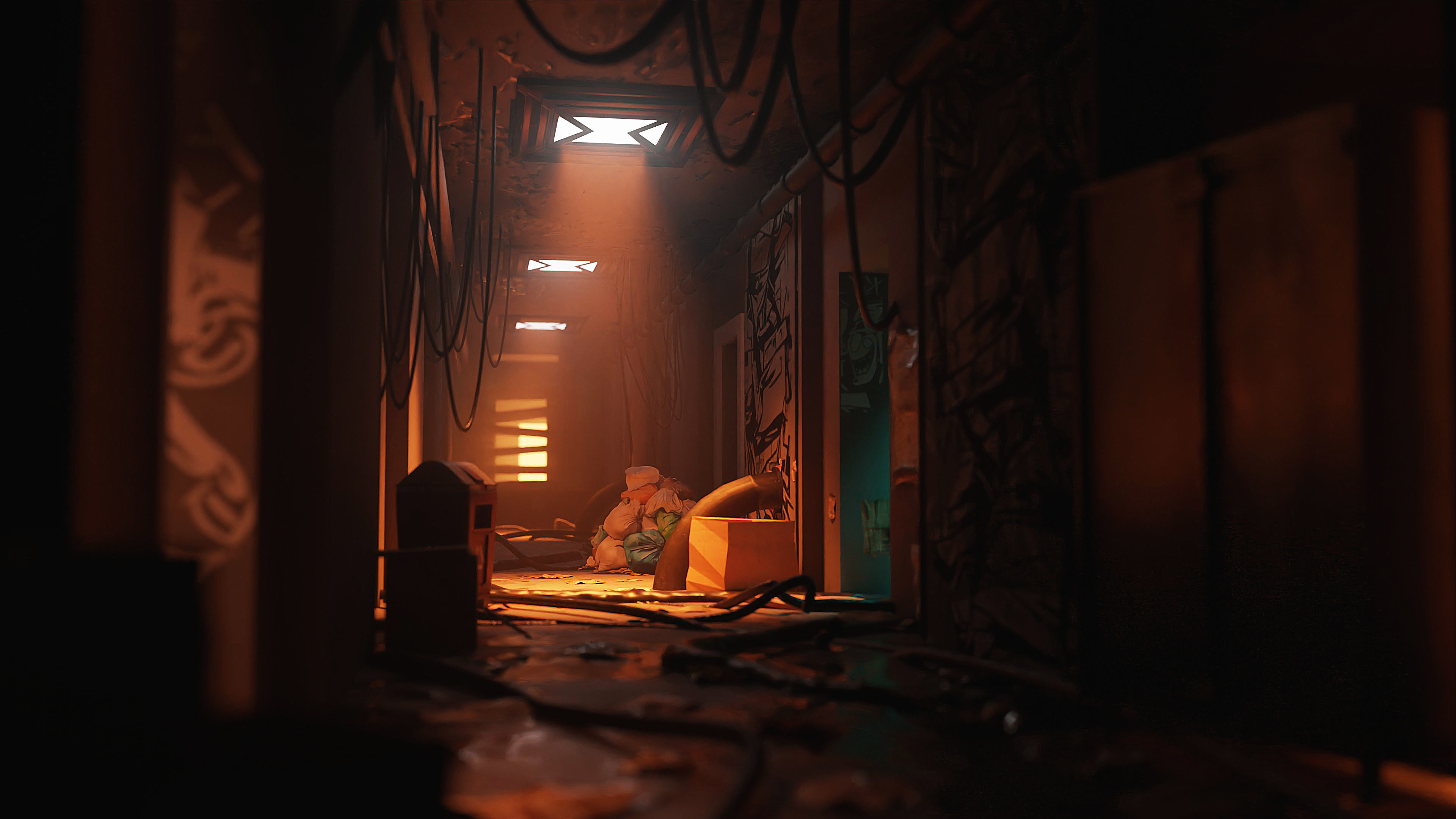 3D model Concept Art Dystopic Corridor Scene Low Poly VR / AR / low ...