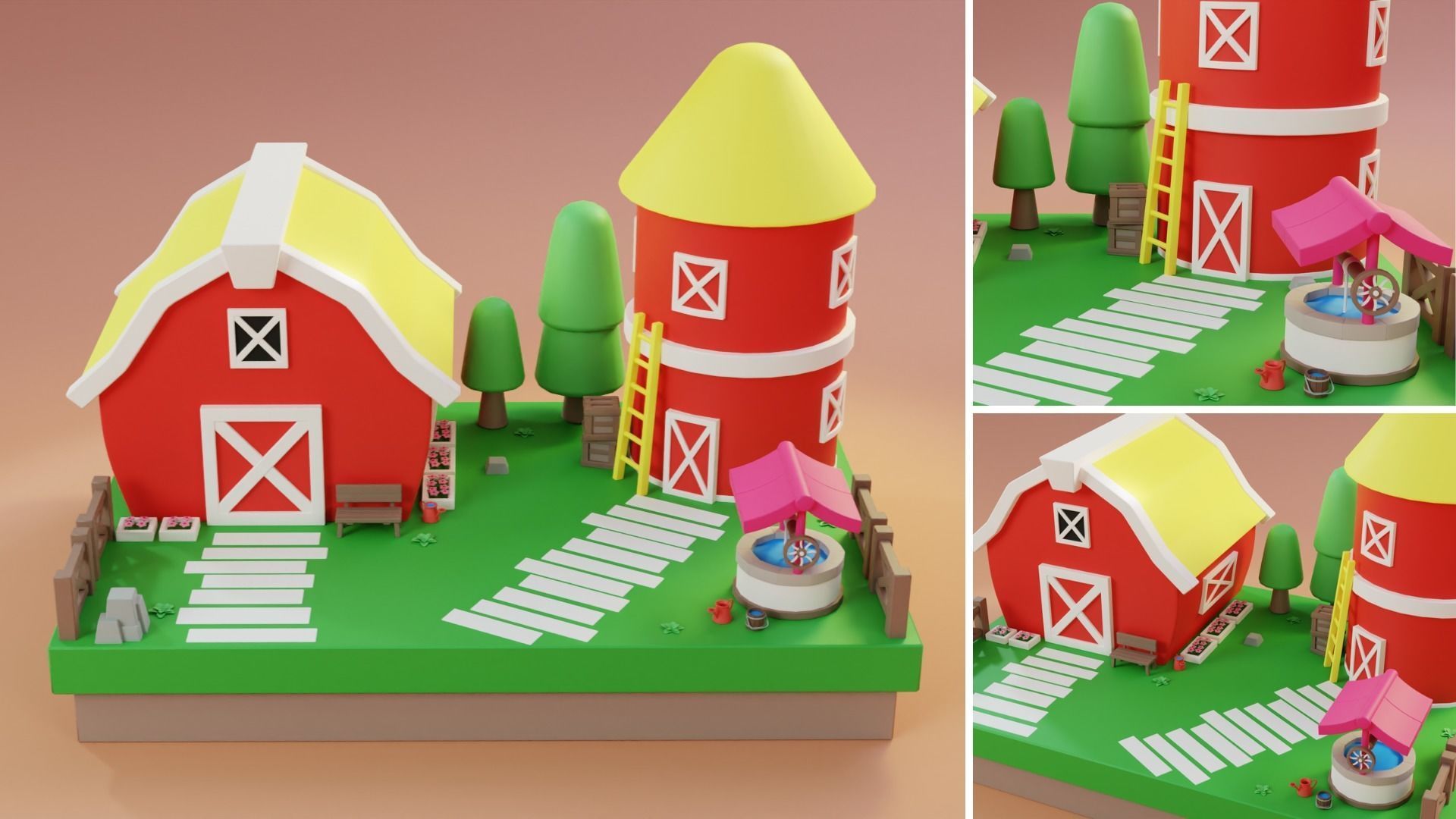 3D model Cartoon Farm Islands Exteriors VR / AR / low-poly | CGTrader