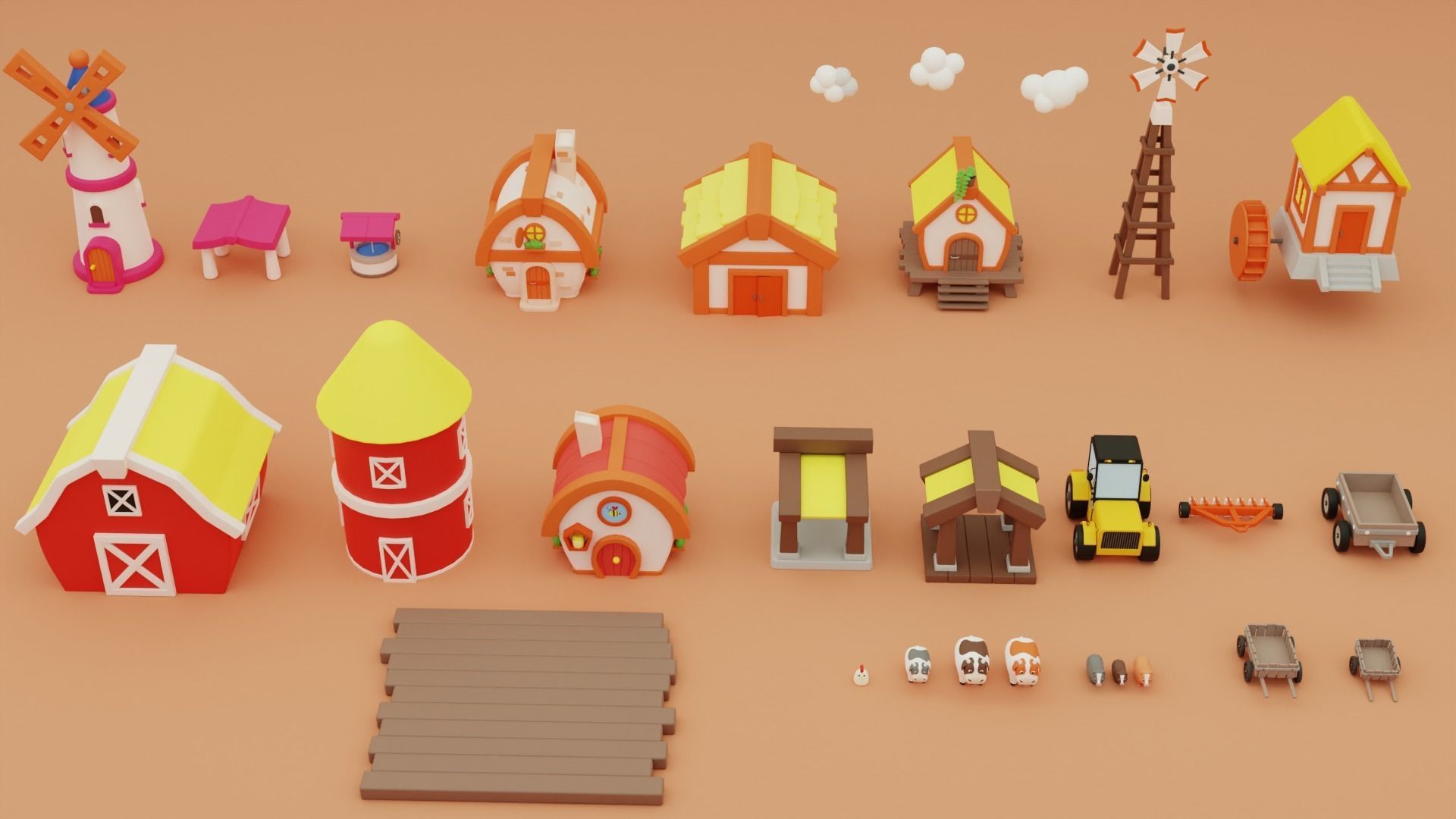 3D model Cartoon Farm Islands Exteriors VR / AR / low-poly | CGTrader