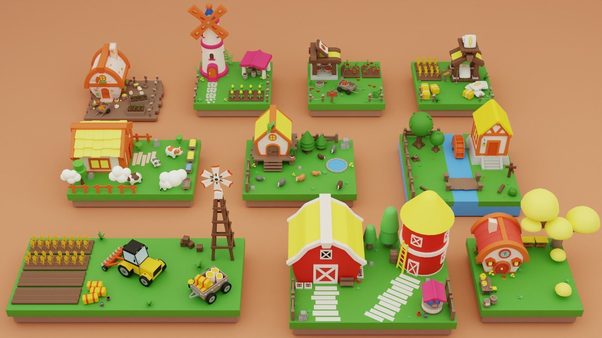 3D model Cartoon Farm Islands Exteriors VR / AR / low-poly | CGTrader